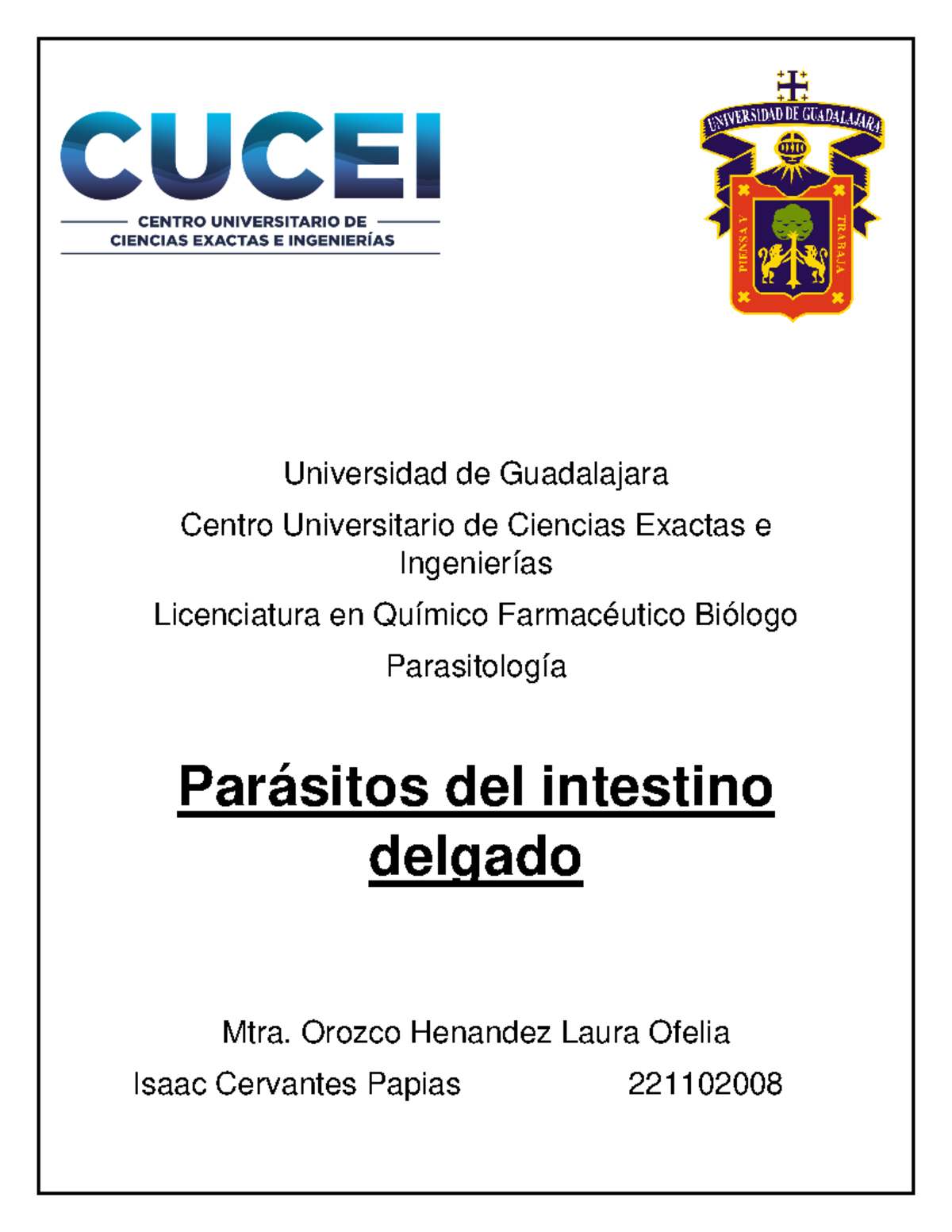 Actividad 4: Parásitos del Intestino Delgado - Parasitología 221102008 ...