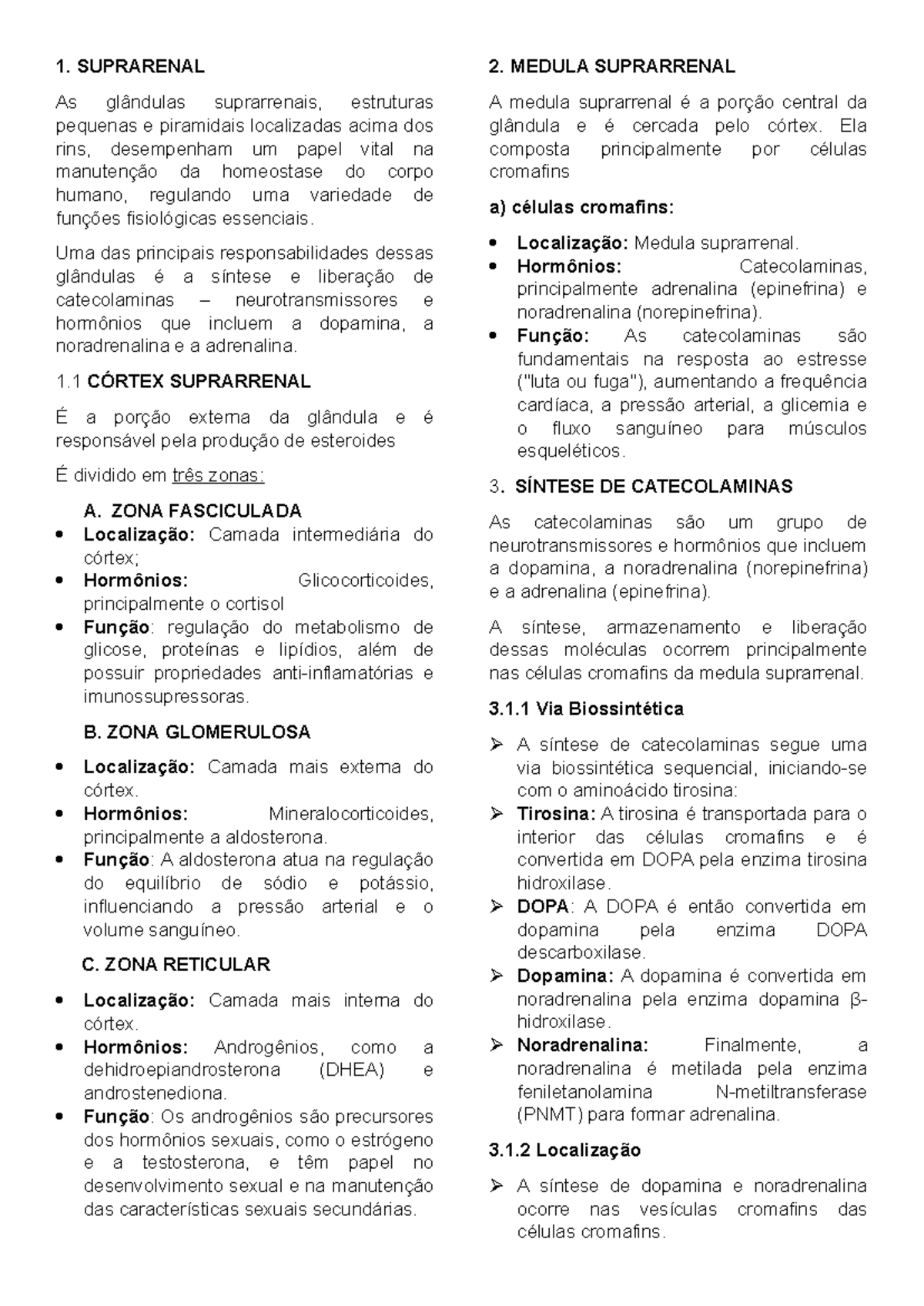 Suprarrenal - resumo suprerenal - 1. SUPRARENAL As glândulas ...