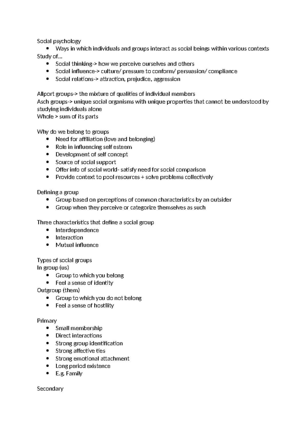 Social Psychology: Understanding Group Dynamics and Interactions - Studocu