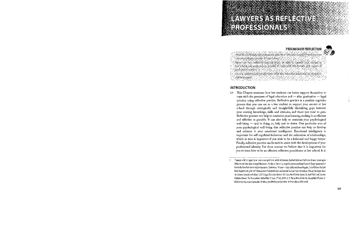 Laws1010 Final Exam: Understanding Reflective Practice in Law - Studocu
