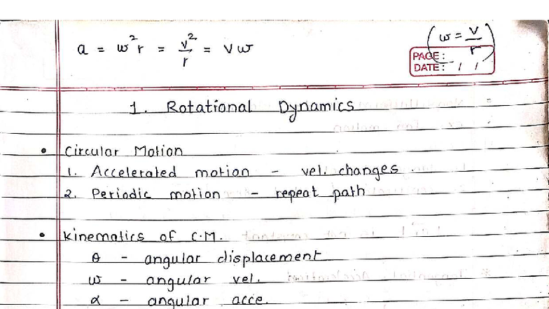 Rotation Dynamics: Understanding Circular Motion and Forces - Studocu