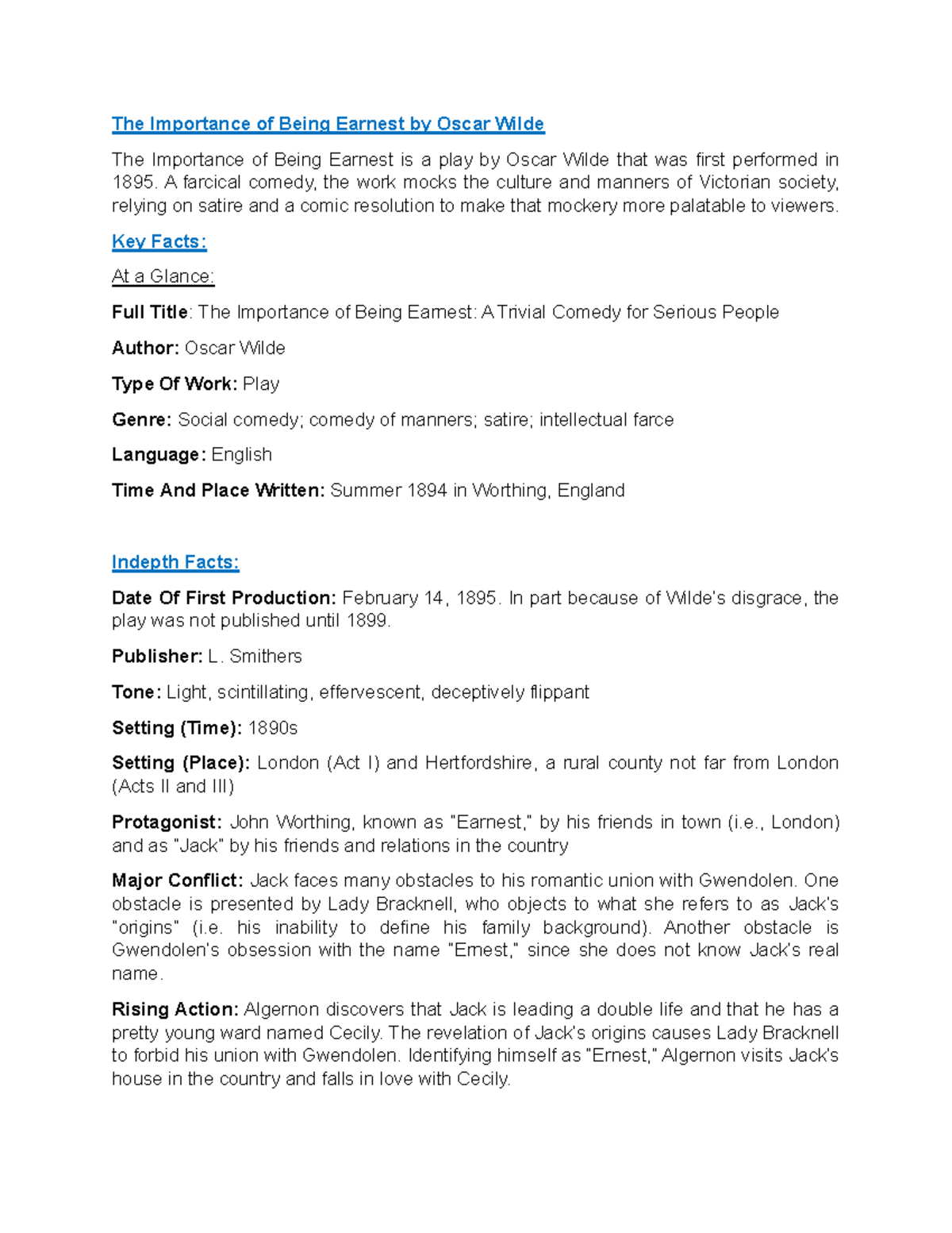 The Importance of Being Earnest: A Critical Analysis of Wilde's Play ...