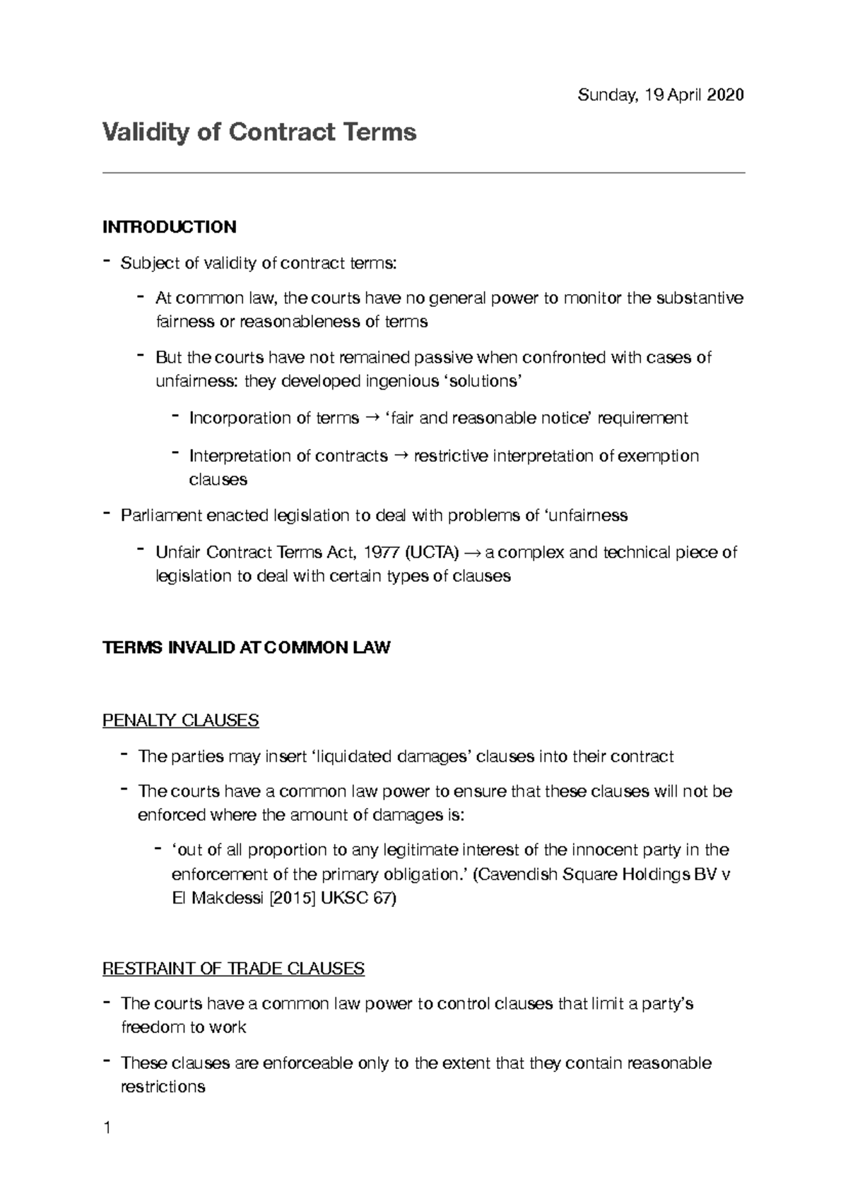 Validity of Contract Terms - Validity of Contract Terms INTRODUCTION ...
