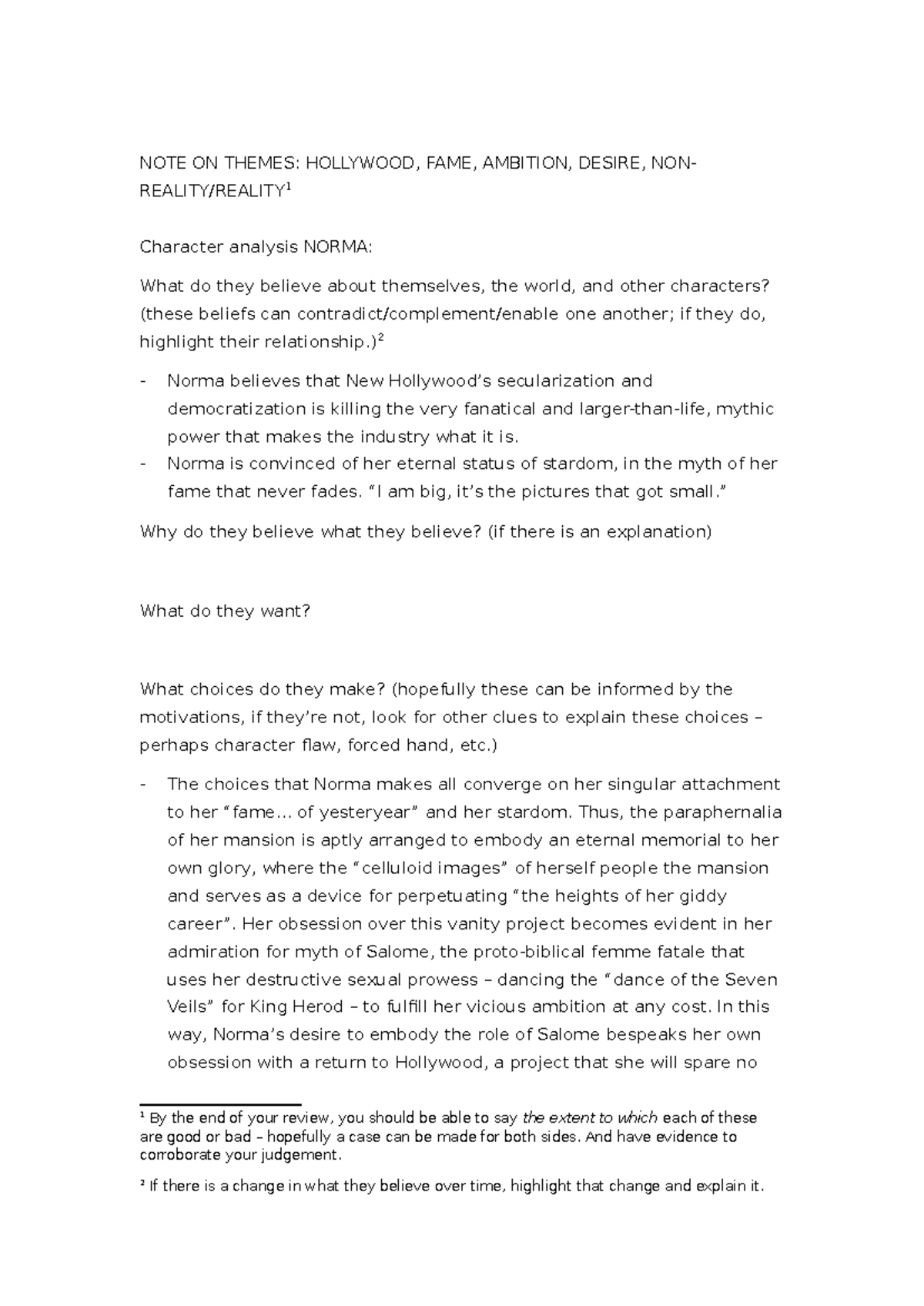 Character Analysis and Thematic Exploration in SUNSET BOULEVARD - Studocu