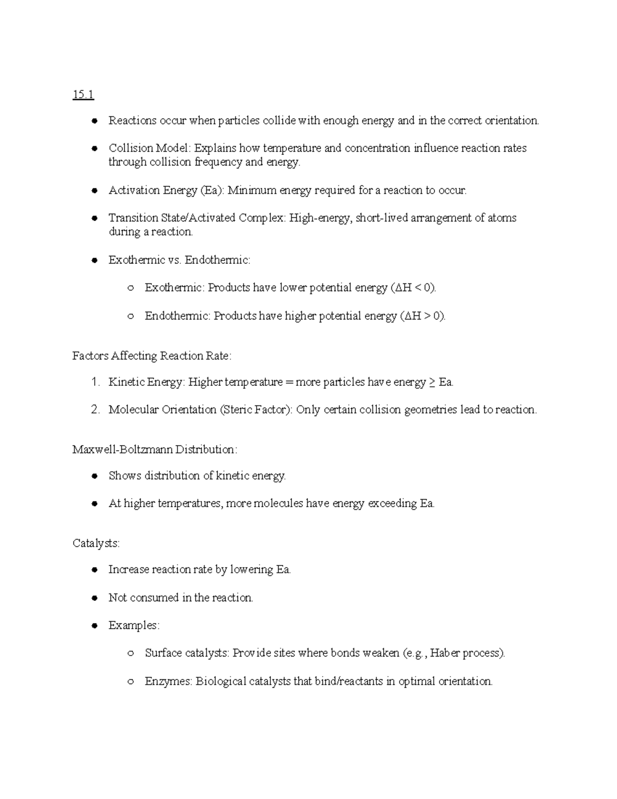 Section 15 Notes: Collision Theory & Reaction Mechanisms in Chemistry ...