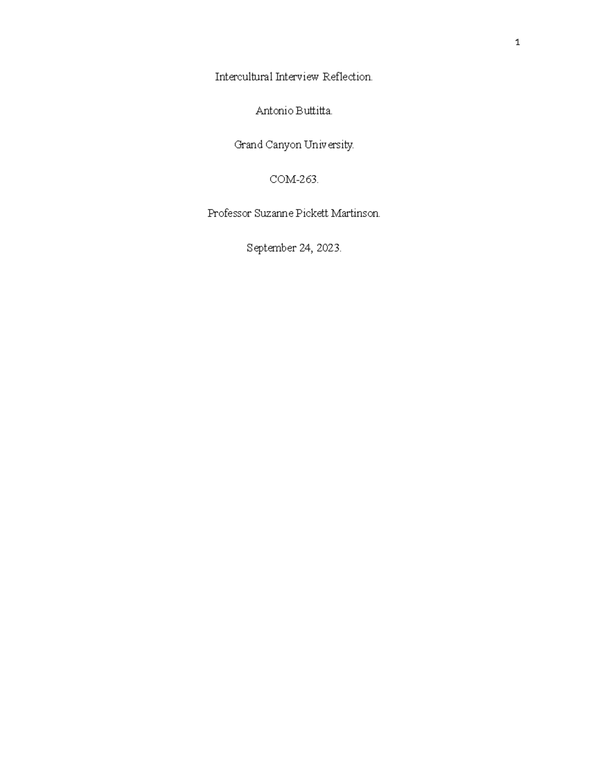 COM-263 Intercultural Interview Reflection: Insights from Julien Houn ...