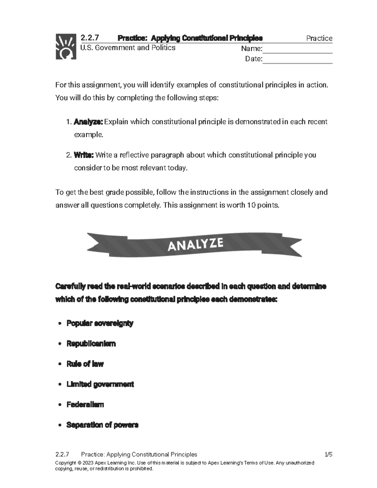 2.2.7 Practice - Identifying Constitutional Principles in Real ...