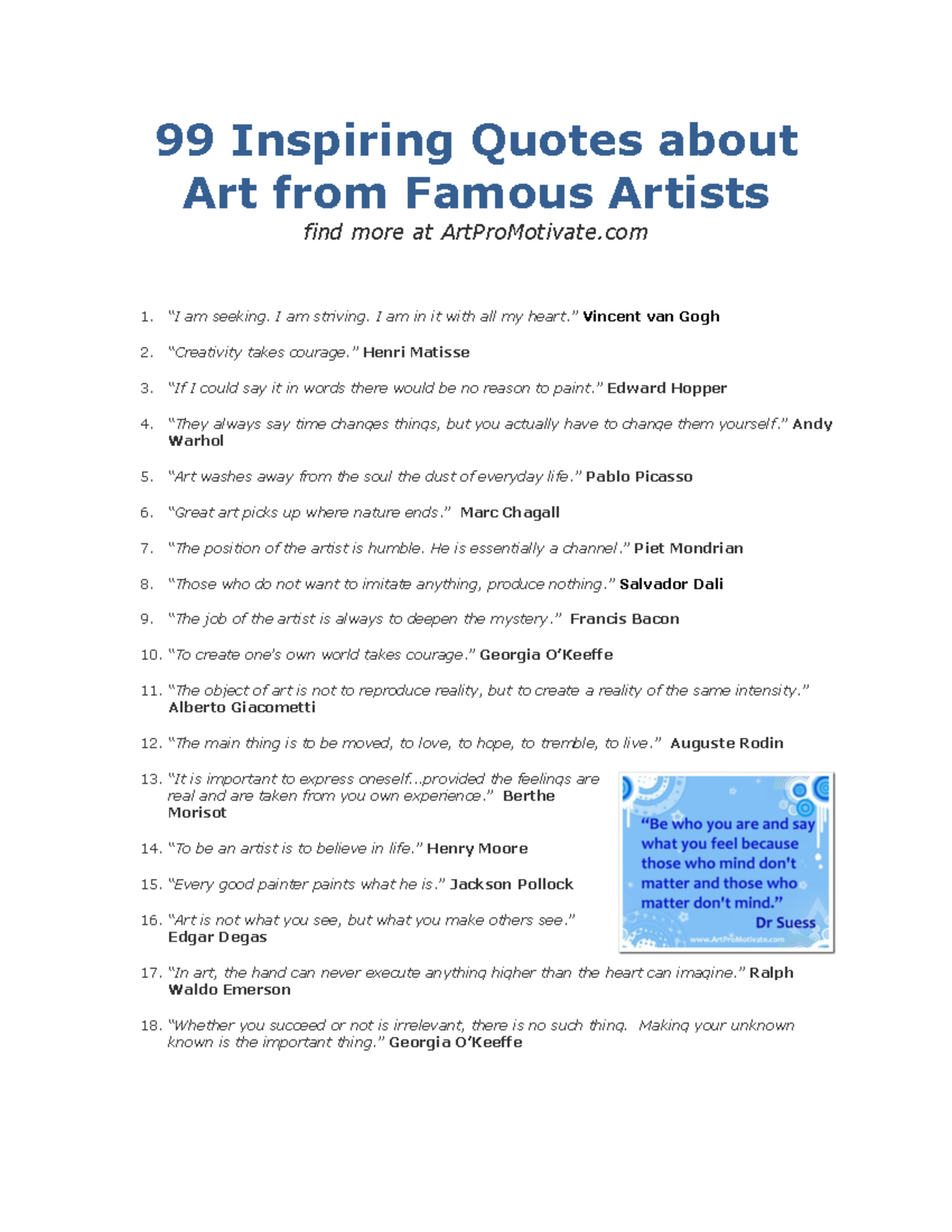 Inspirational-Arts-Quotes - 99 Inspiring Quotes about Art from Famous ...