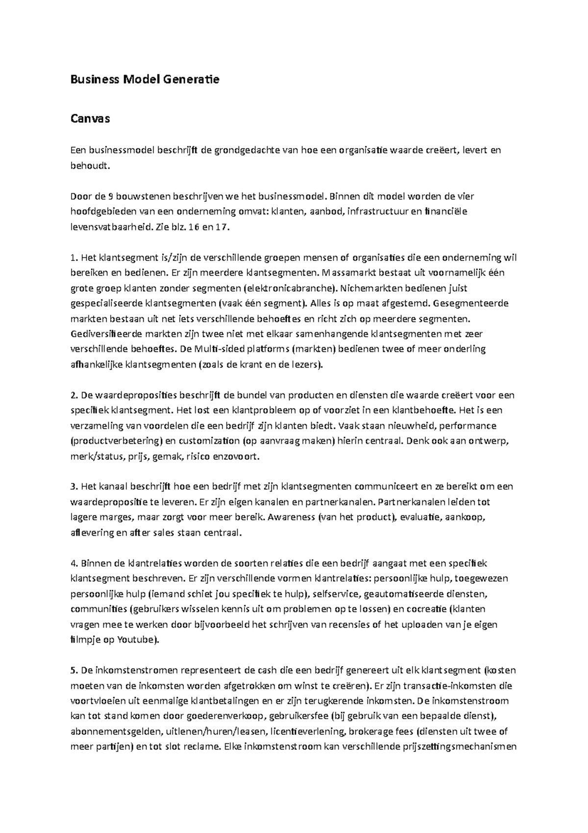 Business Model Generatie Samenvatting: De 9 Bouwstenen Analyseren ...