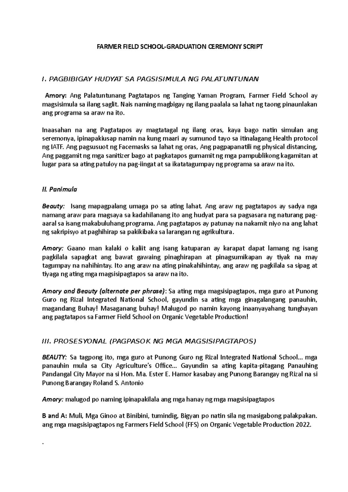 Final Script FFS (edited Candano) - FARMER FIELD SCHOOL-GRADUATION ...