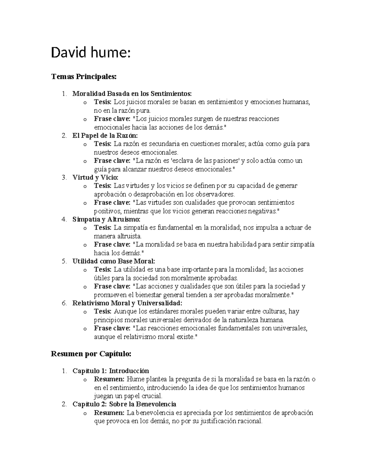 Resumen de Temas Principales de David Hume: Moralidad y Emociones - Studocu