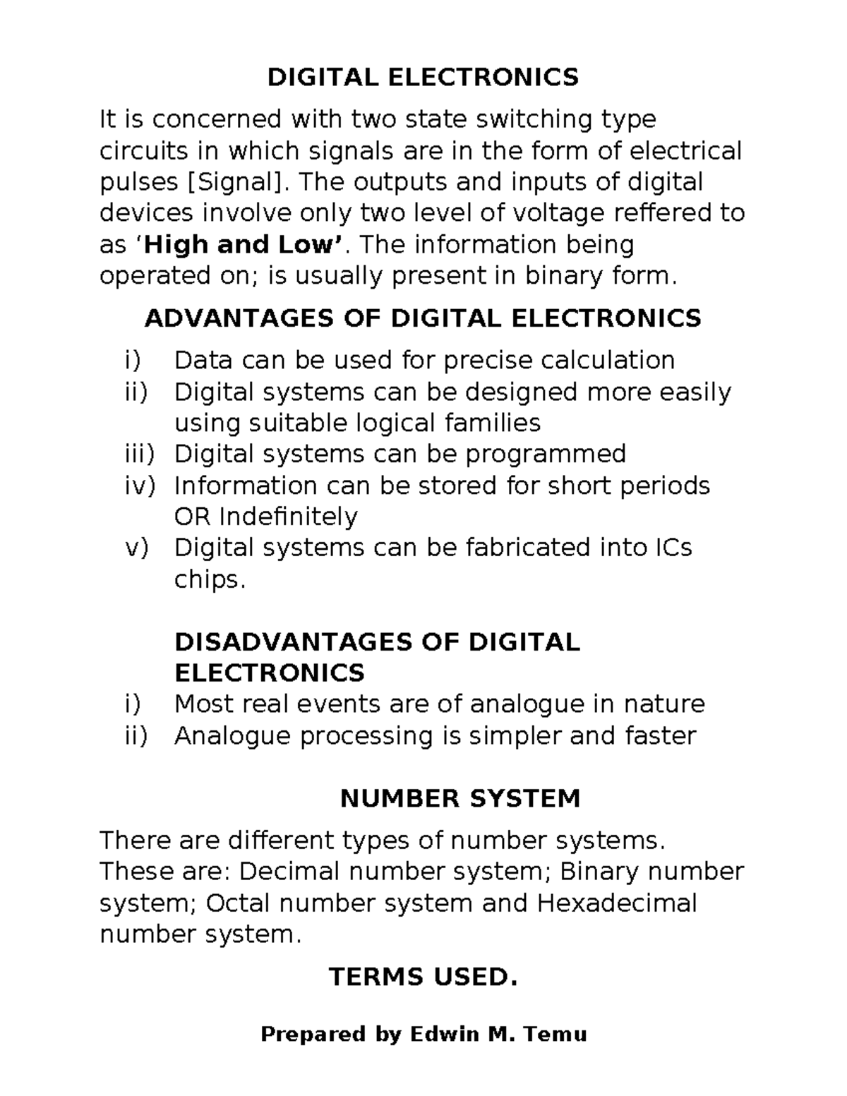 Digital electronics: An overview of number systems and operations - Studocu