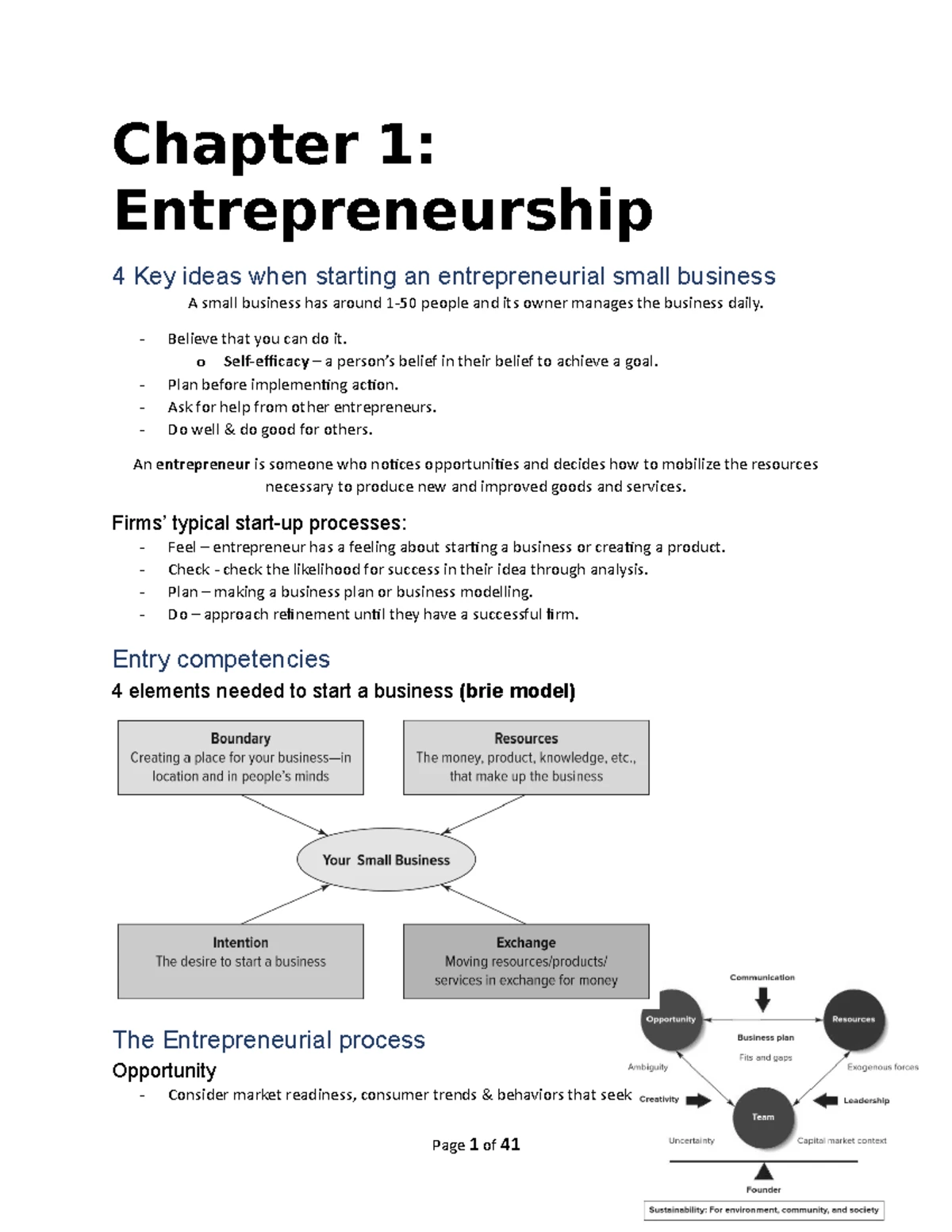 OBS114 Chapter 1-10 - Chapter 1: Entrepreneurship 4 Key ideas when ...