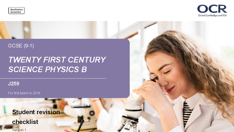 GCSE Physics B J259 Revision Checklist: Key Learning Outcomes - Studocu