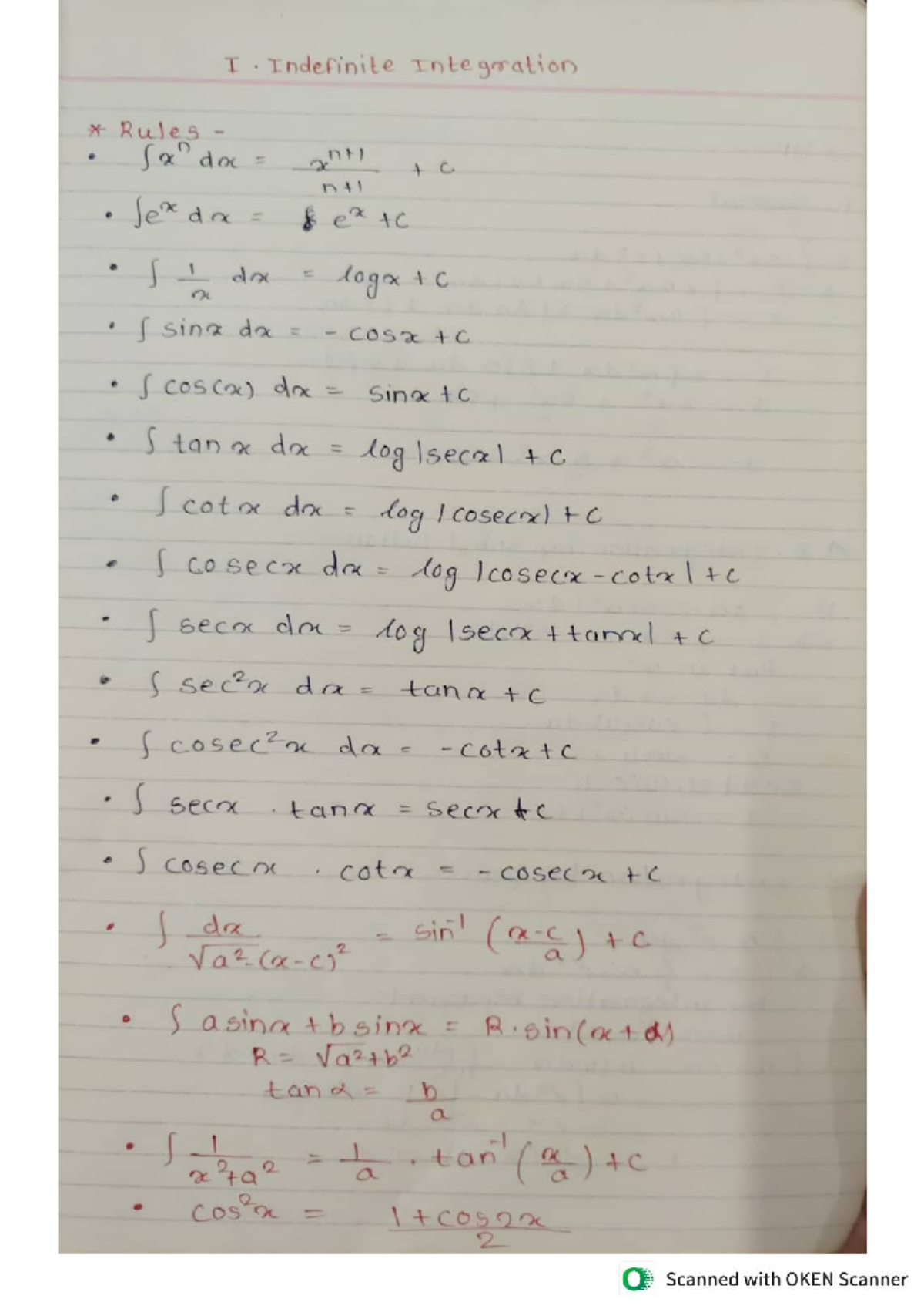 Ch.1 Indefinite Integration Rules and Techniques - Math 101 - Studocu