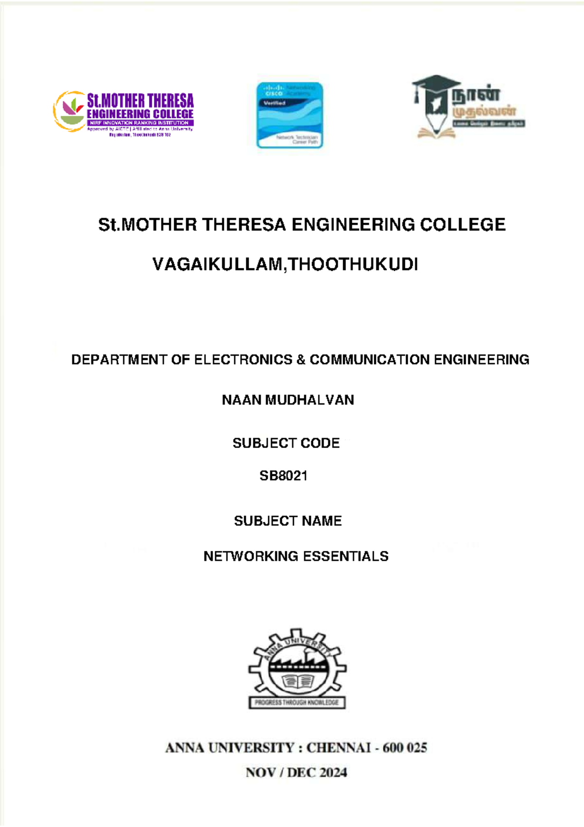 SB8021 Networking Essentials Experiment Manual and Configuration Guide ...
