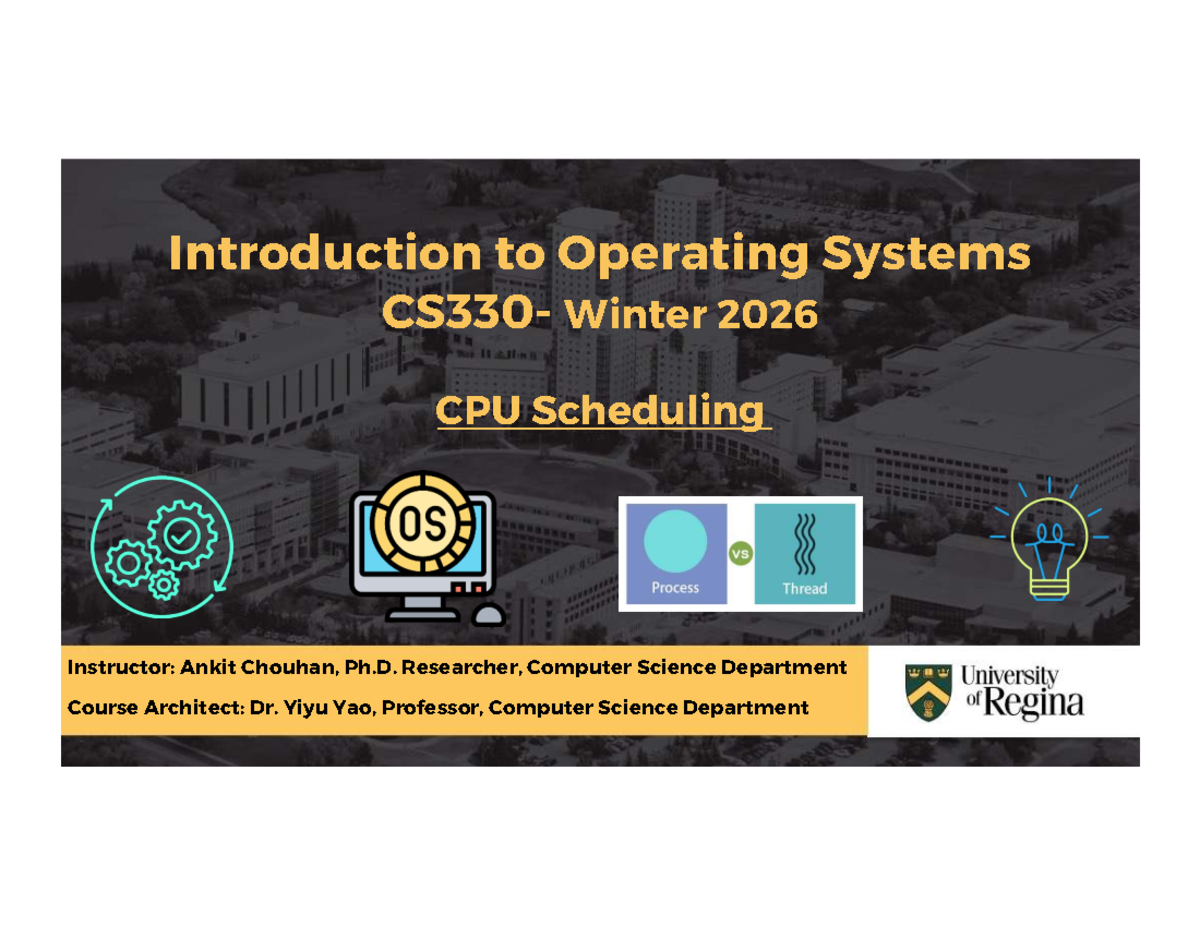 CPU Scheduling Overview - CS330 Winter 2026 - Studocu