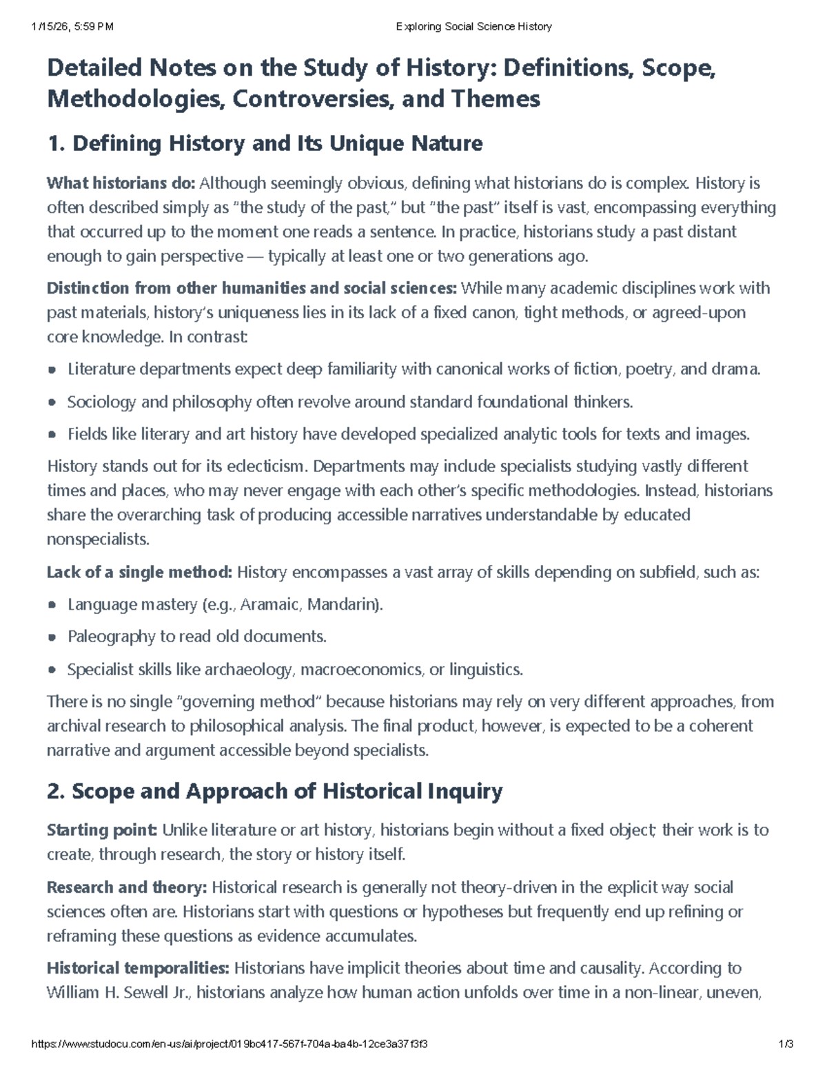 Exploring Social Science History: Detailed Notes on Methodologies and ...
