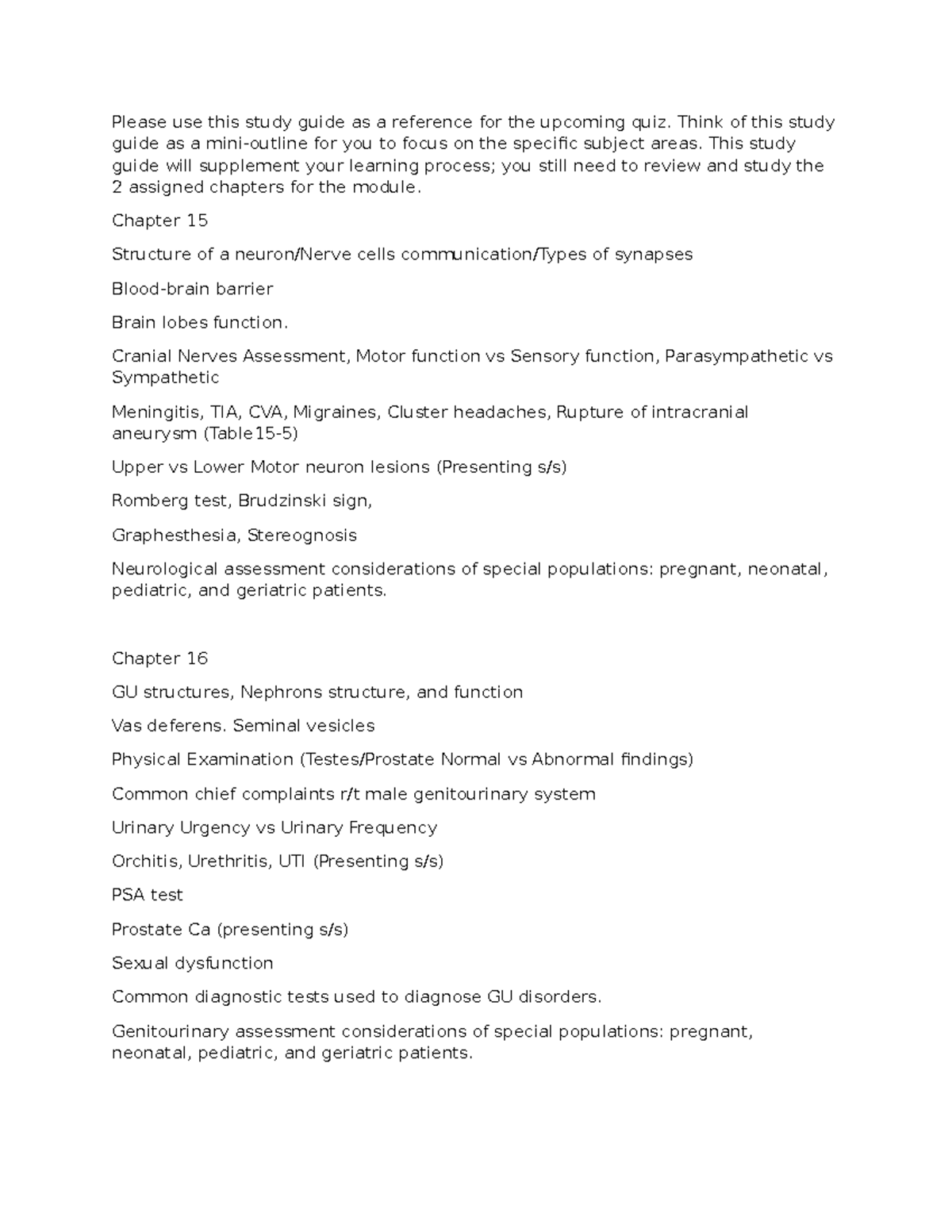 Module 5 study guide - Please use this study guide as a reference for ...