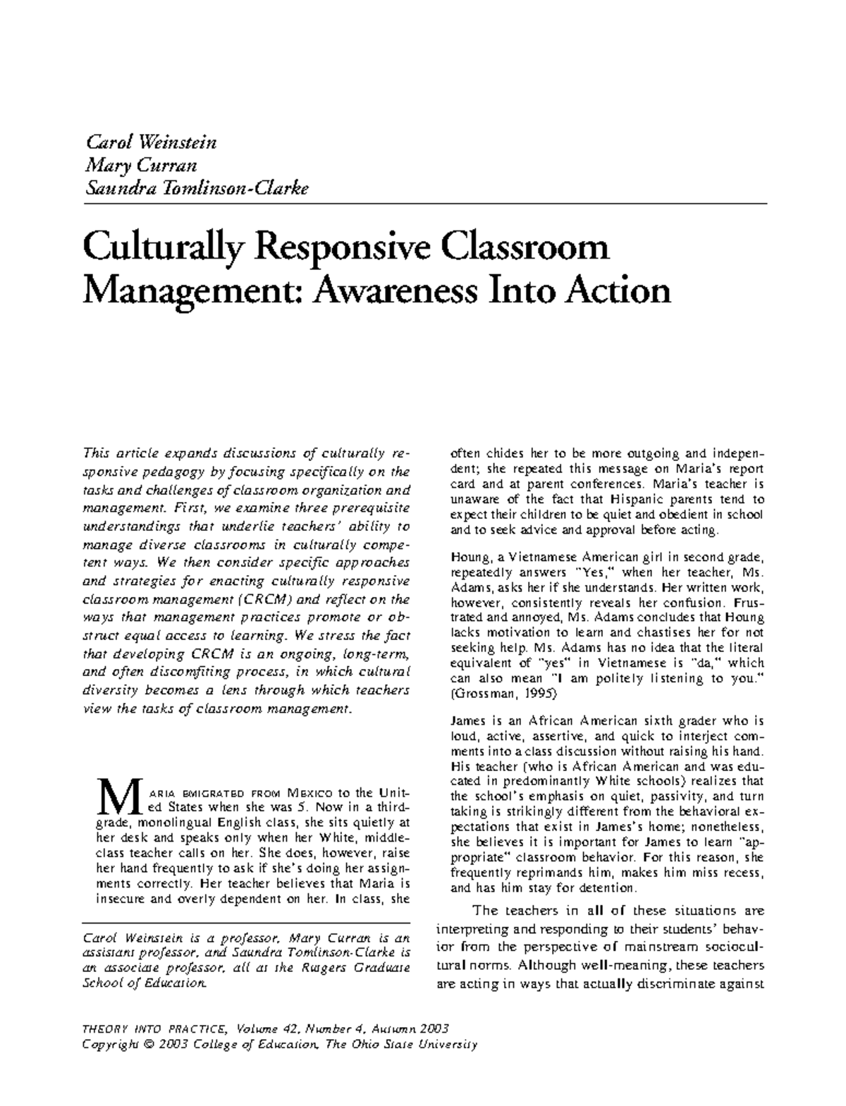 Culturally Responsive Classroom Management: Strategies & Practices - Studocu