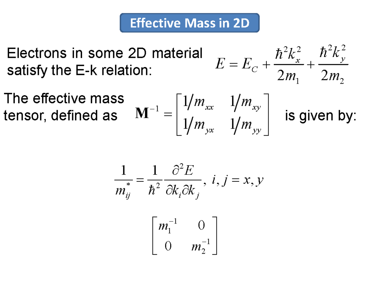 Misc Questions on Effective Mass & 2D Electrons - Elective - Studocu