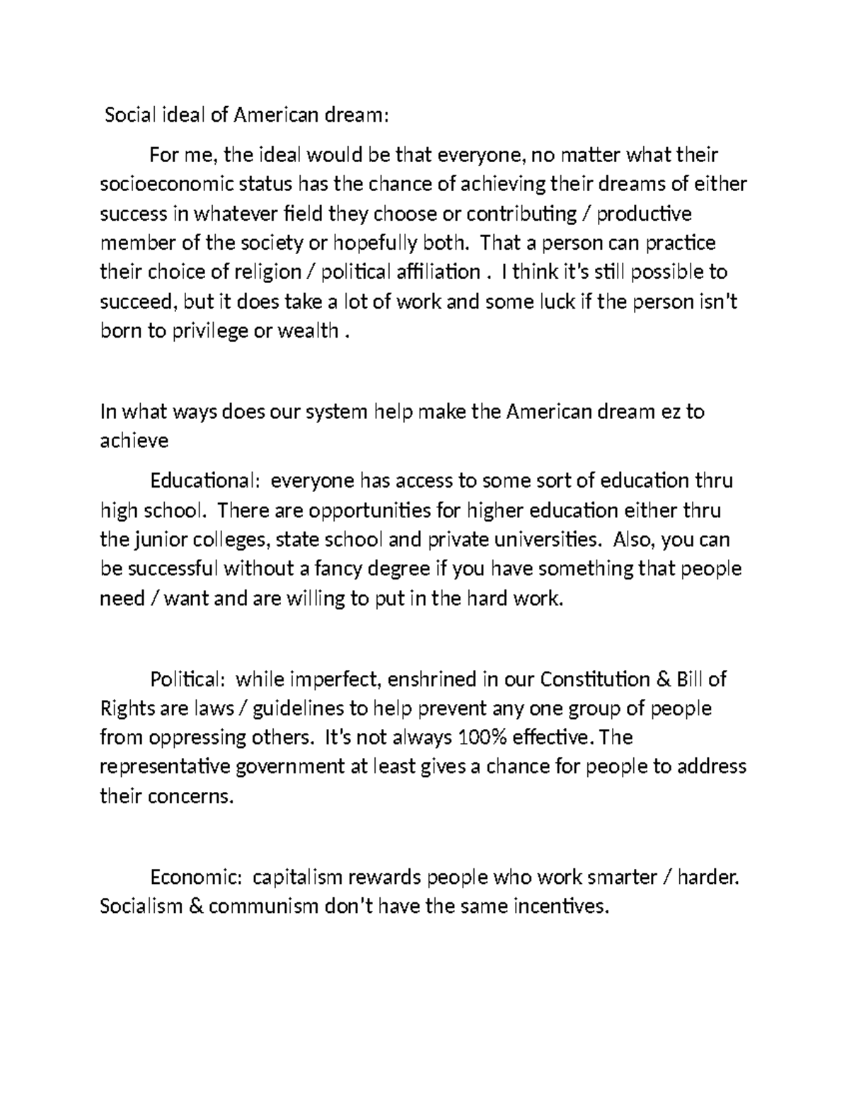 Social Ideal of the American Dream: A Personal Reflection on Success ...