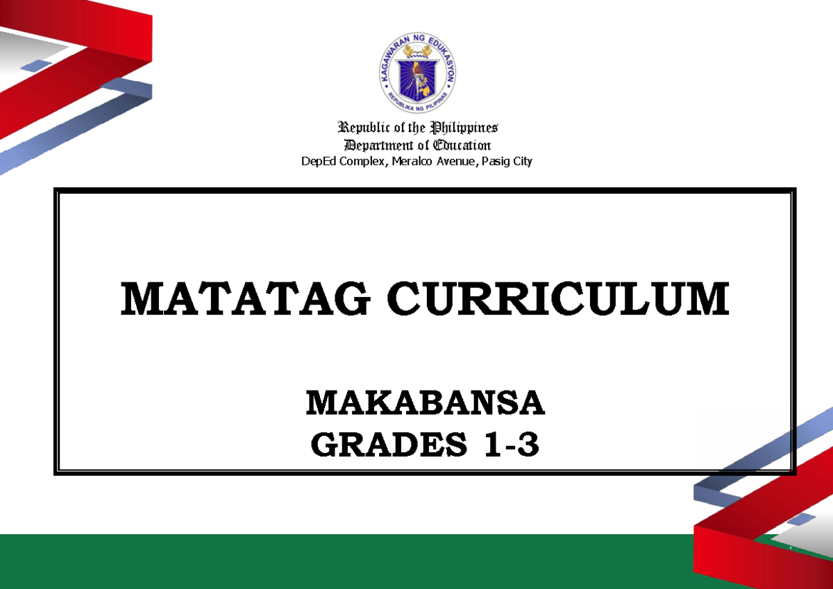 Makabansa Curriculum Guide 2023: K to 12 Integrated Approach - Studocu