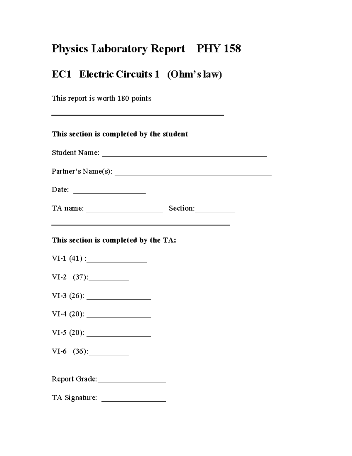 EC1 - Electric Circuits 1 Lab Report: Ohm's Law Analysis - Studocu
