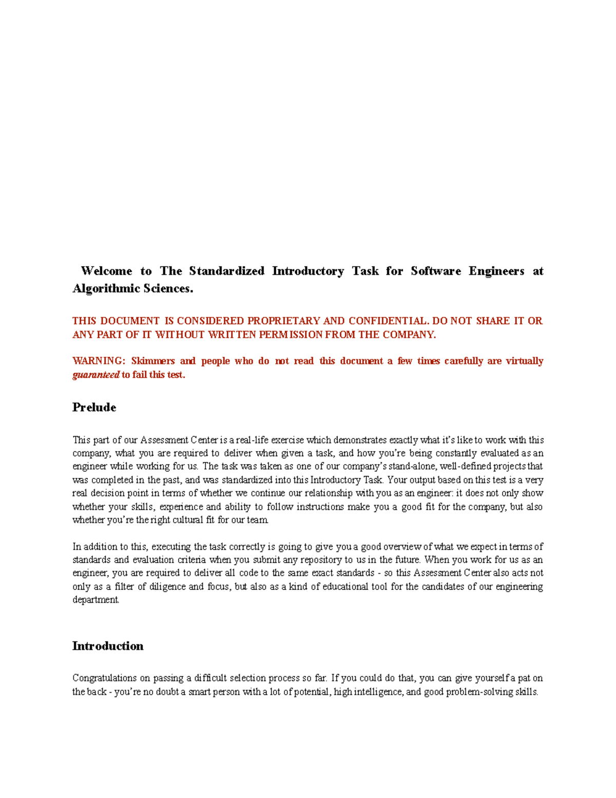 Algorithmic Sciences - Introductory Task Overview for Engineers - Studocu