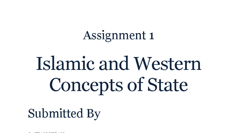 LLB 2020 Assignment 1: Islamic vs. Western Concepts of State - Studocu