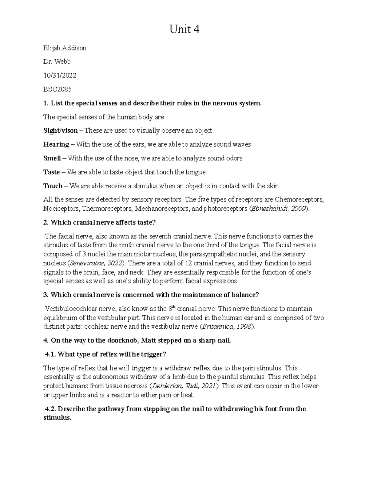 Unit 4 Report - Updated - Unit 4 Elijah Addison Dr. Webb 10/31/ BSC ...