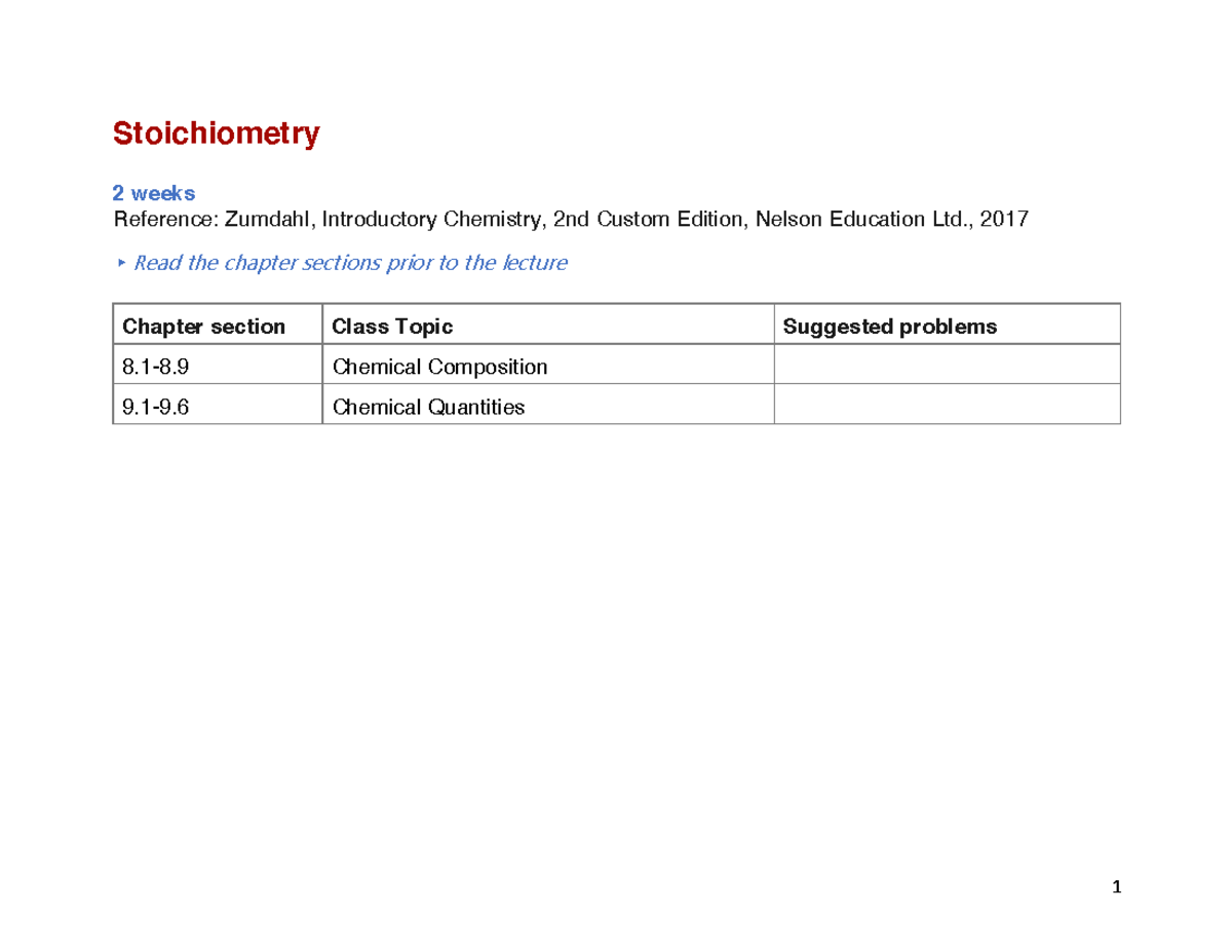 3-Stoichiometry - Reference: Zumdahl, Introductory Chemistry, 2nd ...