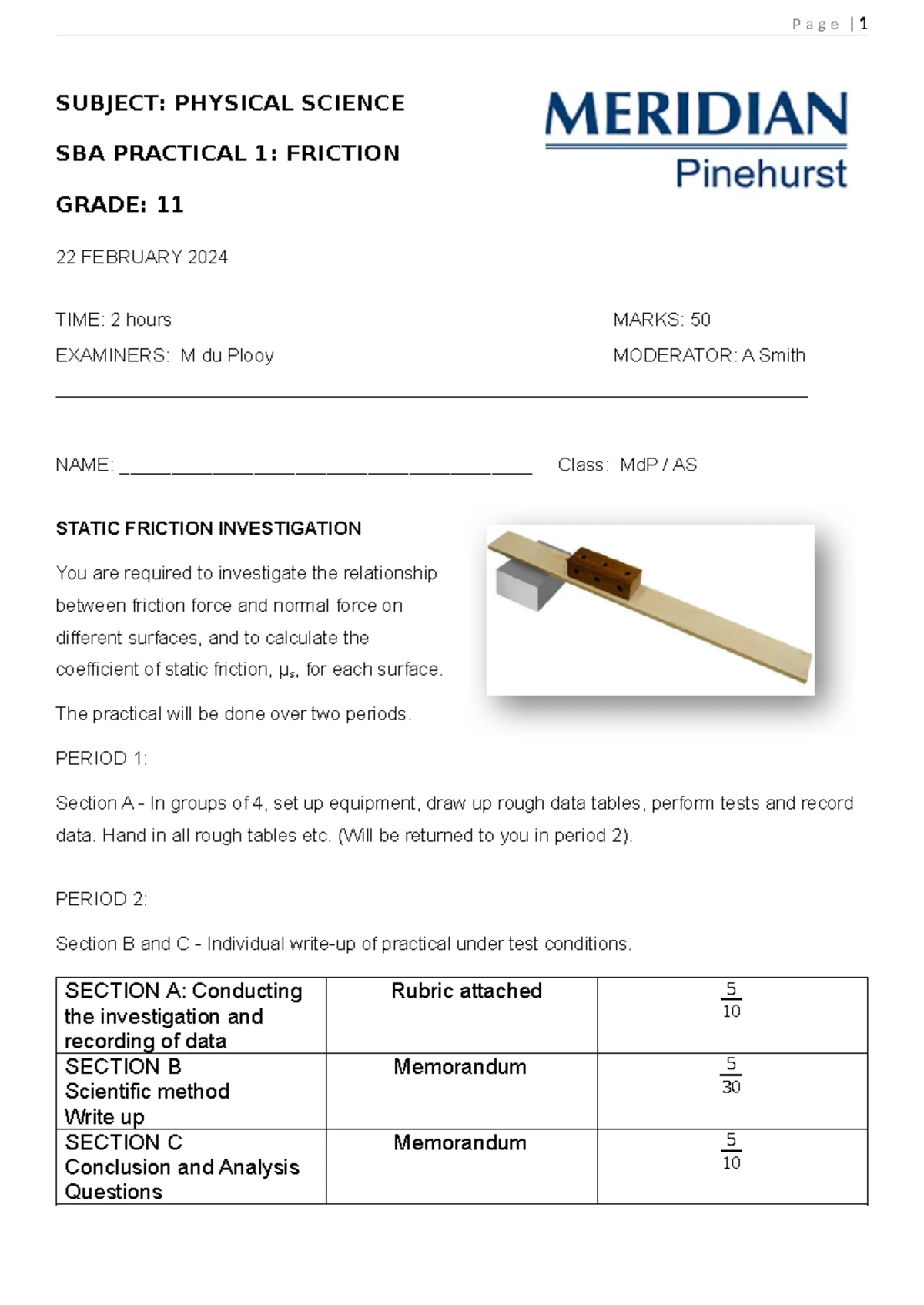 SBA Gr. 12 Practical Task 1: Gravitational Acceleration Memo - Studocu