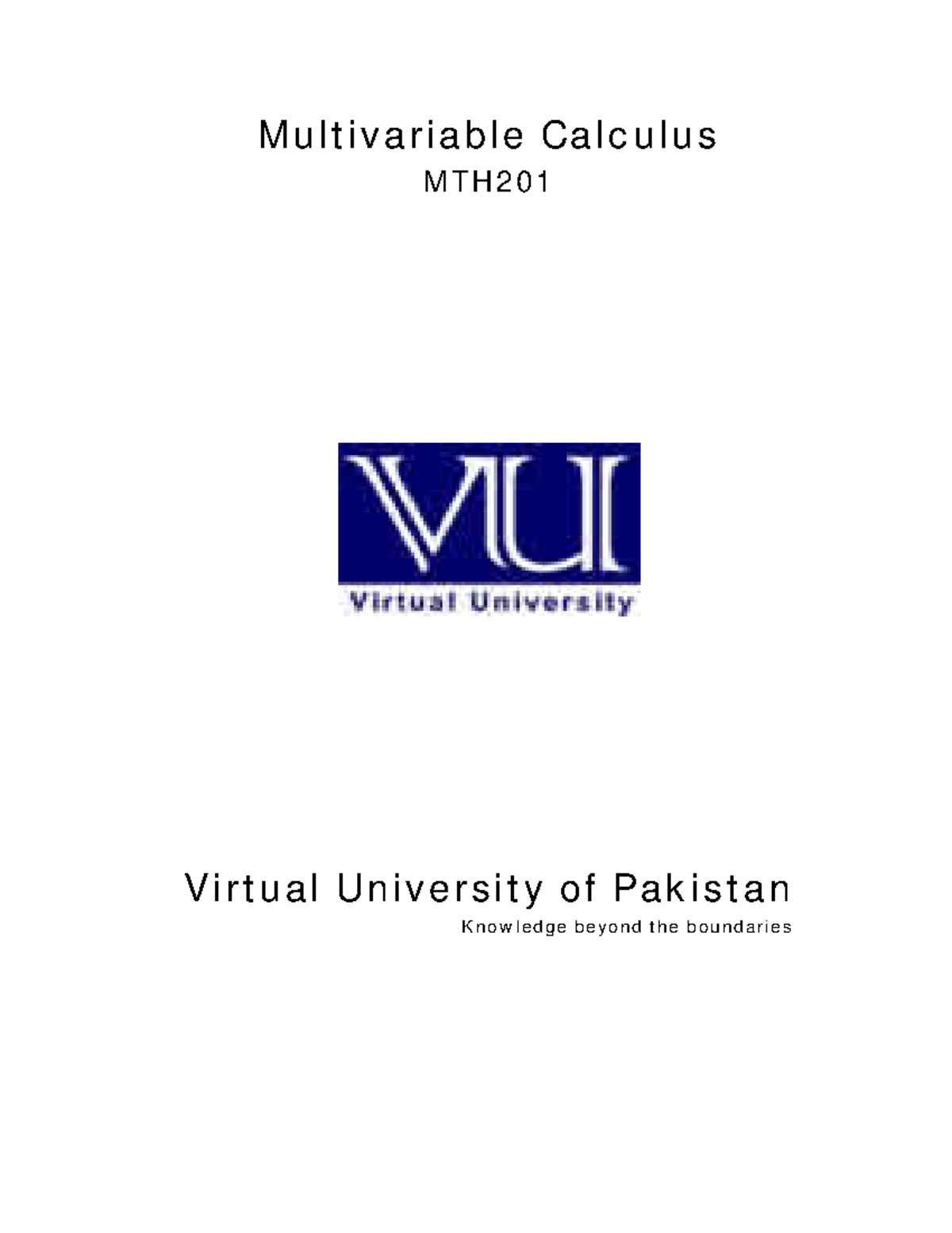 Handouts MTH 201 - Multivariable Calculus Lecture Notes - Studocu