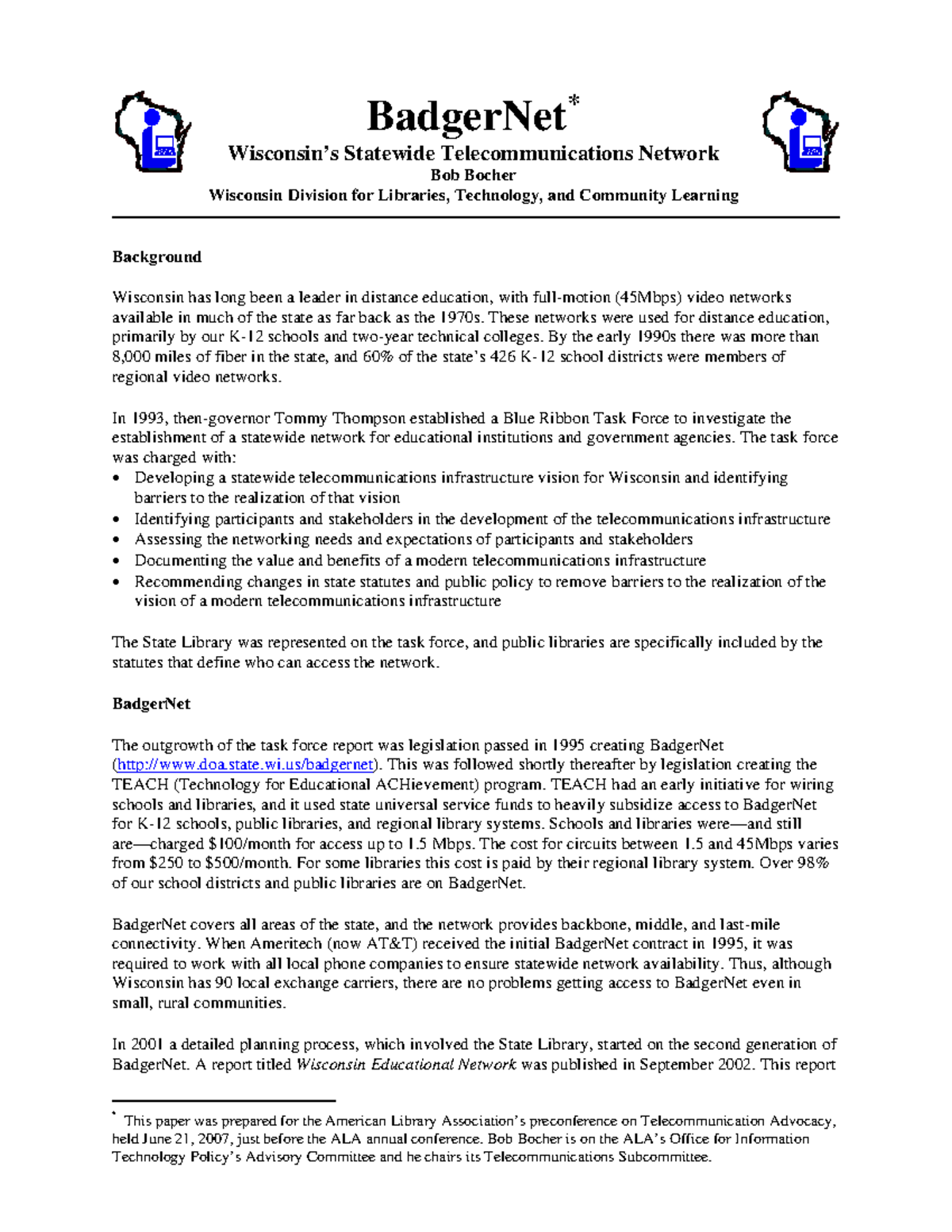 BadgerNet Update: Wisconsin's Statewide Telecommunications Network ...