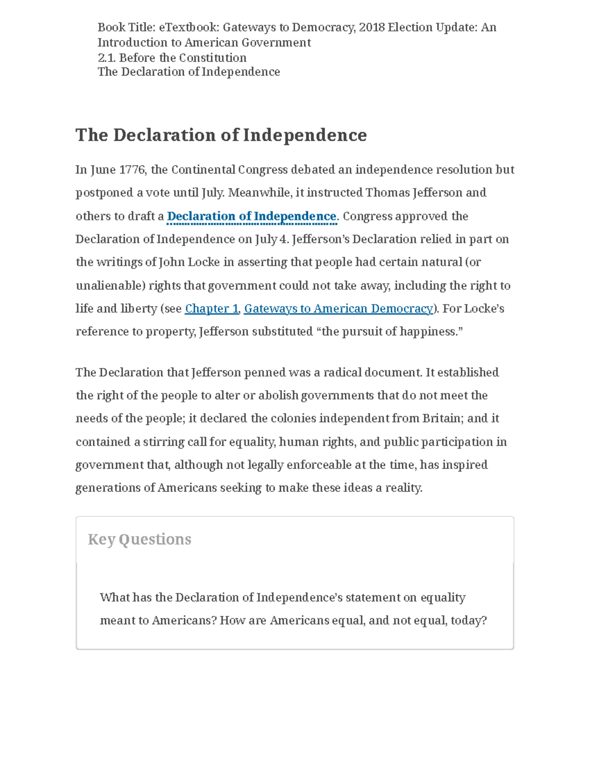 Chapter 2: The Declaration of Independence - Gateways to Democracy ...