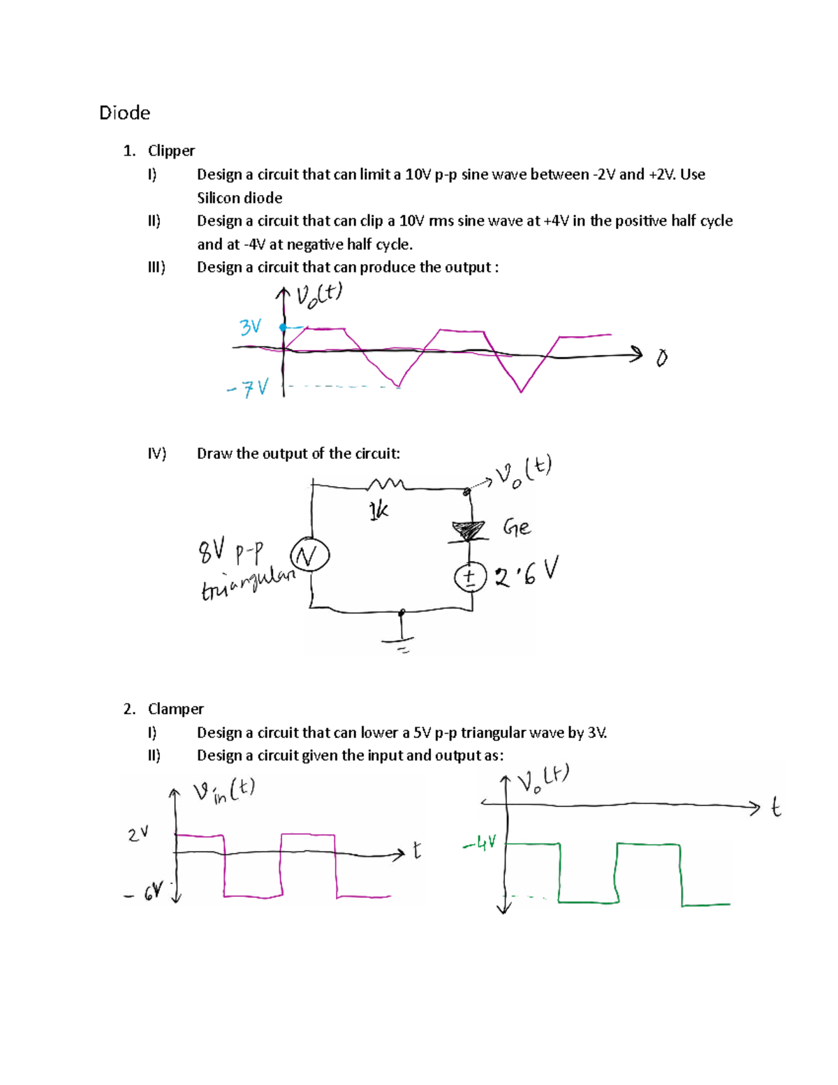 Diode Circuits: Clipper, Clamper, and Rectifier Designs (MID) - Studocu