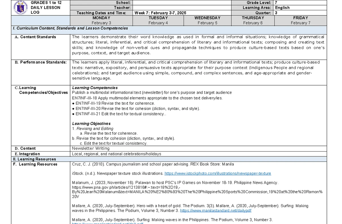 Grade 6 Science Daily Lesson Plan: Terrestrial Planets in the Solar ...