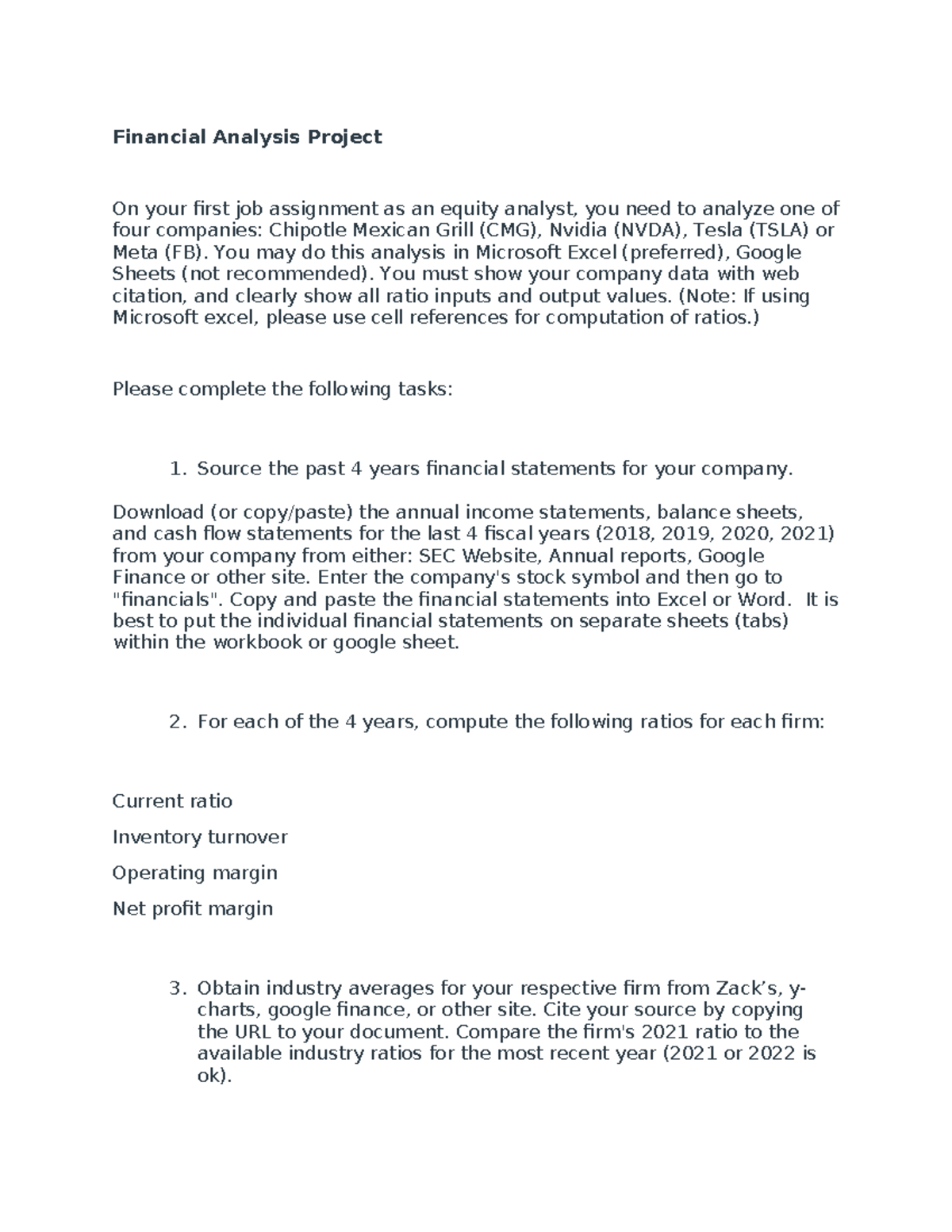 Financial Analysis Project: Equity Analysis of CMG, NVDA, TSLA, and FB ...