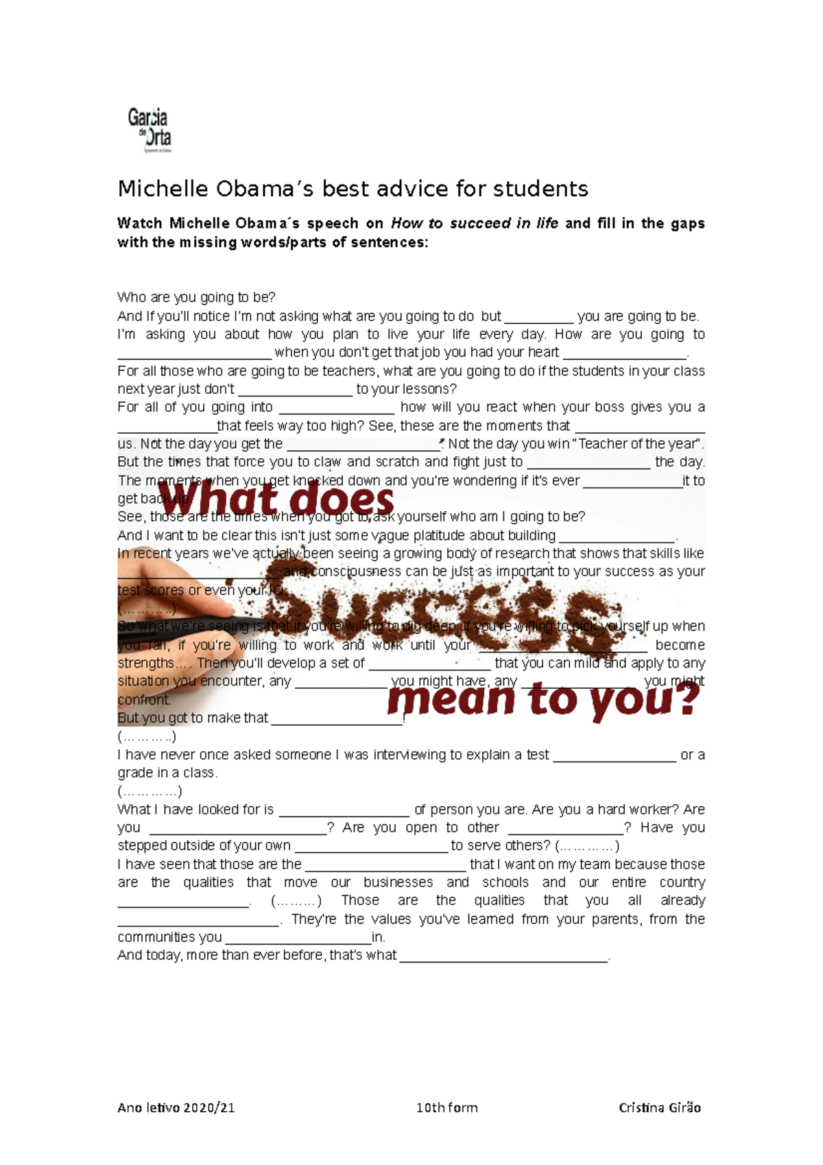 Michelle Obama's speech - Michelle Obama’s best advice for students ...