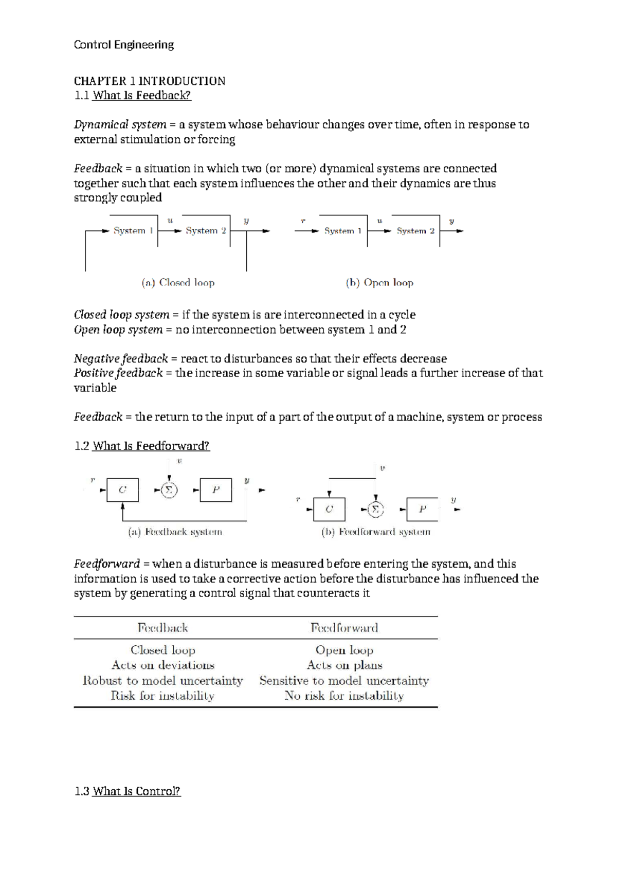 Control Engineering CH 1: Introduction to Feedback and Control Systems ...