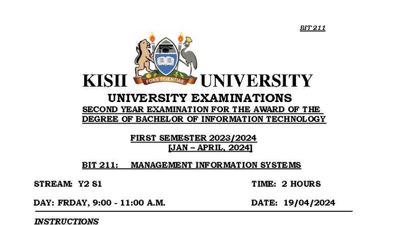 BIT 211 - Management Information Systems Final Exam Notes - Studocu