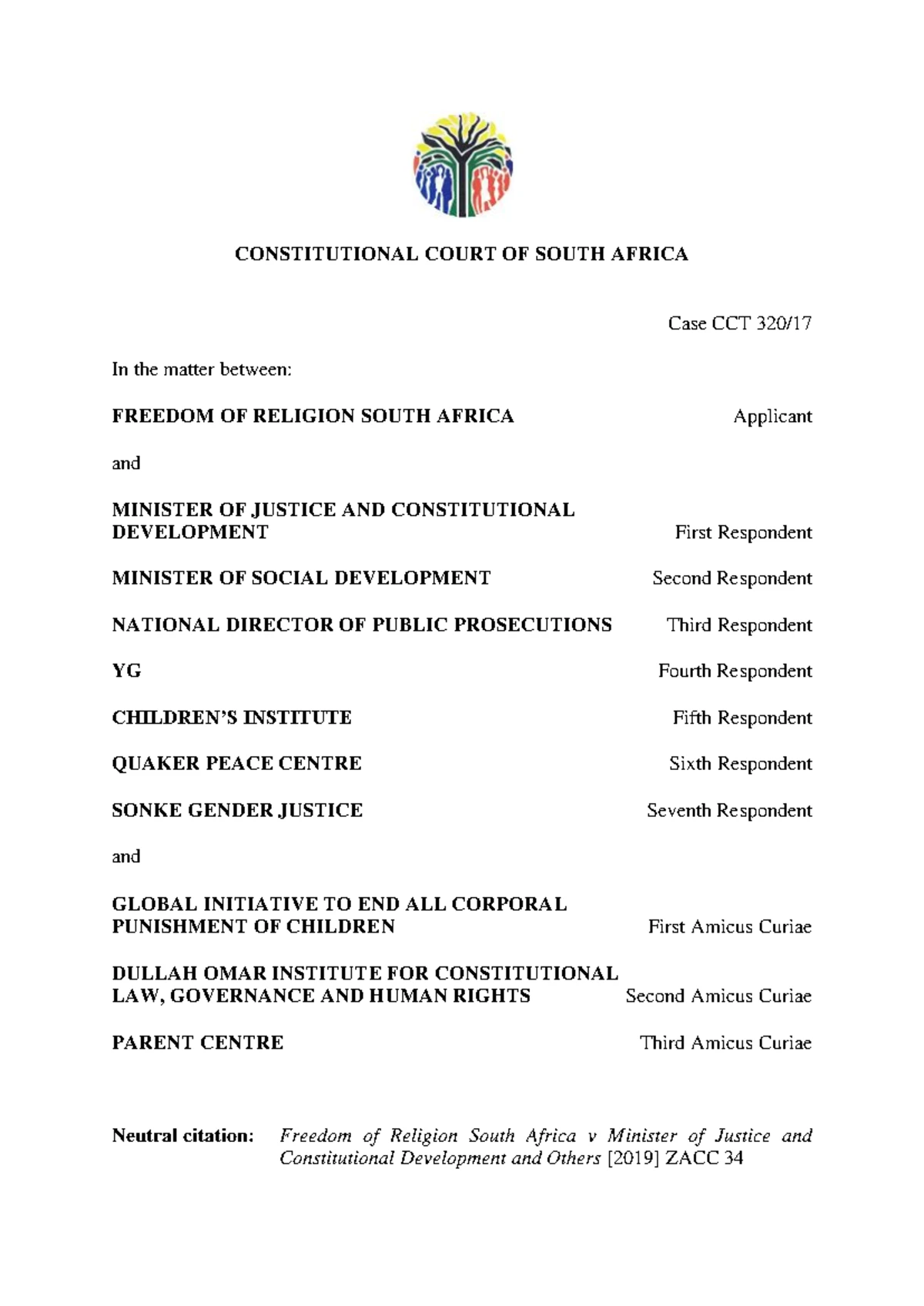 K v Minister of Safety and Security 2005 (6) SA 419 (CC ...