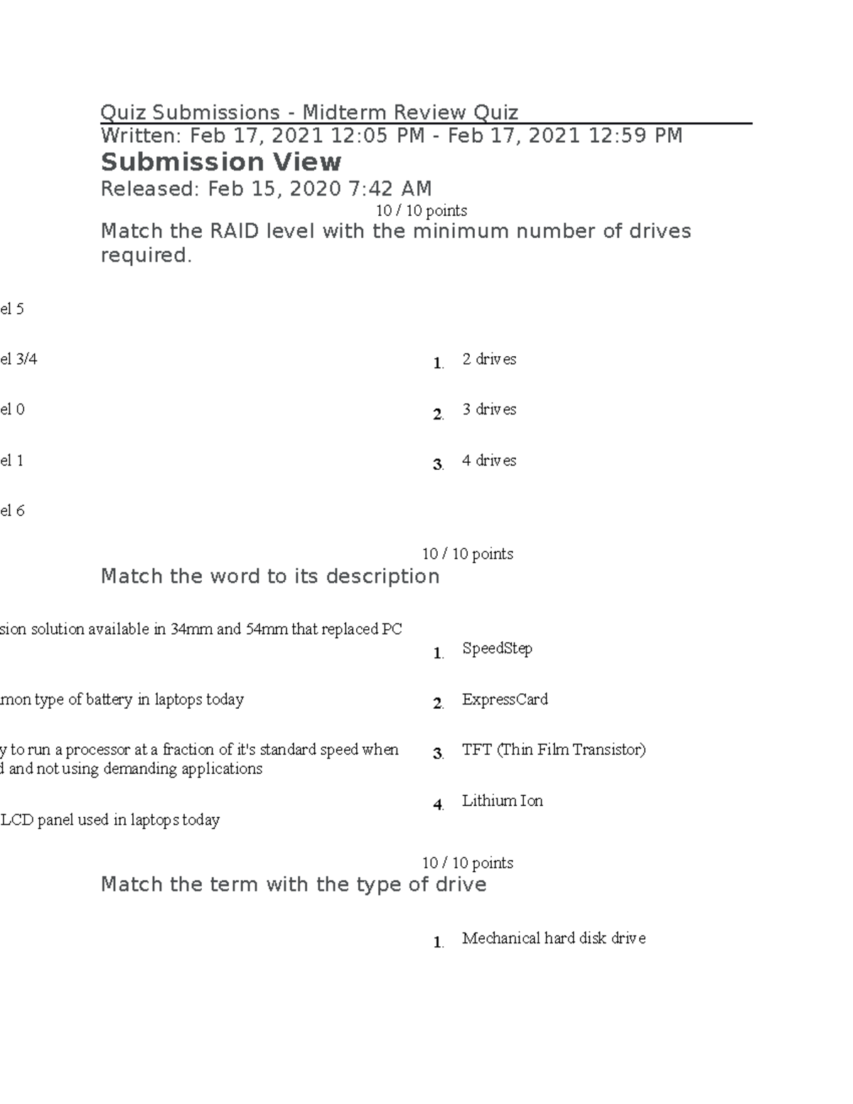 Midterm Review Quiz - Final Exam Practice Questions - Studocu