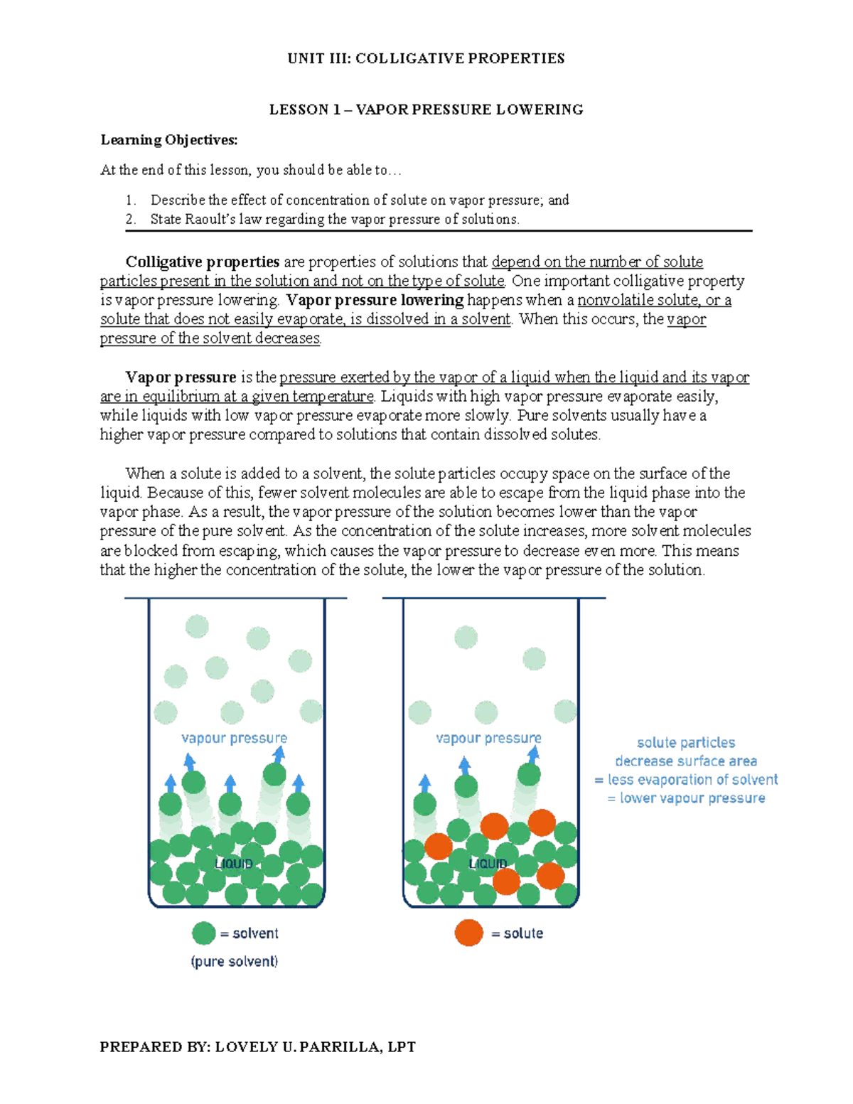 UNIT 3 Colligative Properties: Vapor Pressure, Boiling & Freezing ...