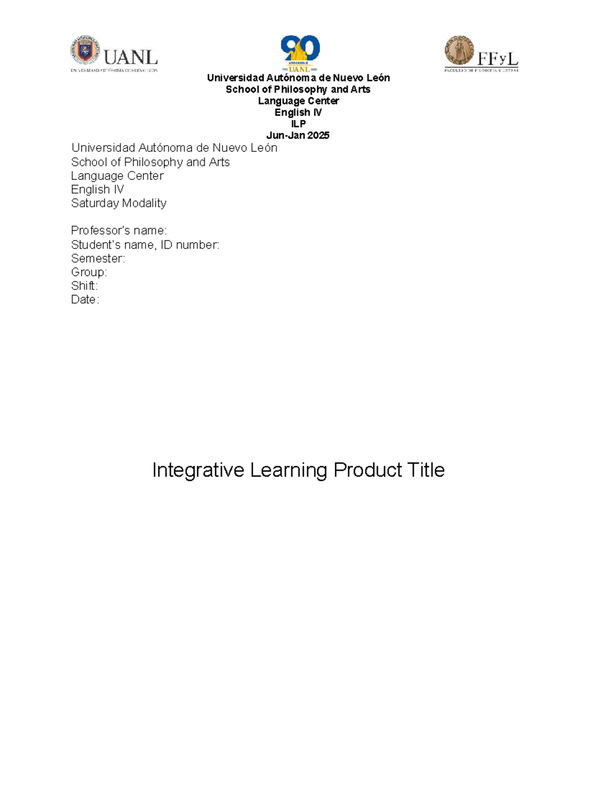 ILP Guidelines for English IV (ILP 2025) at UANL: Creative Writing Task ...