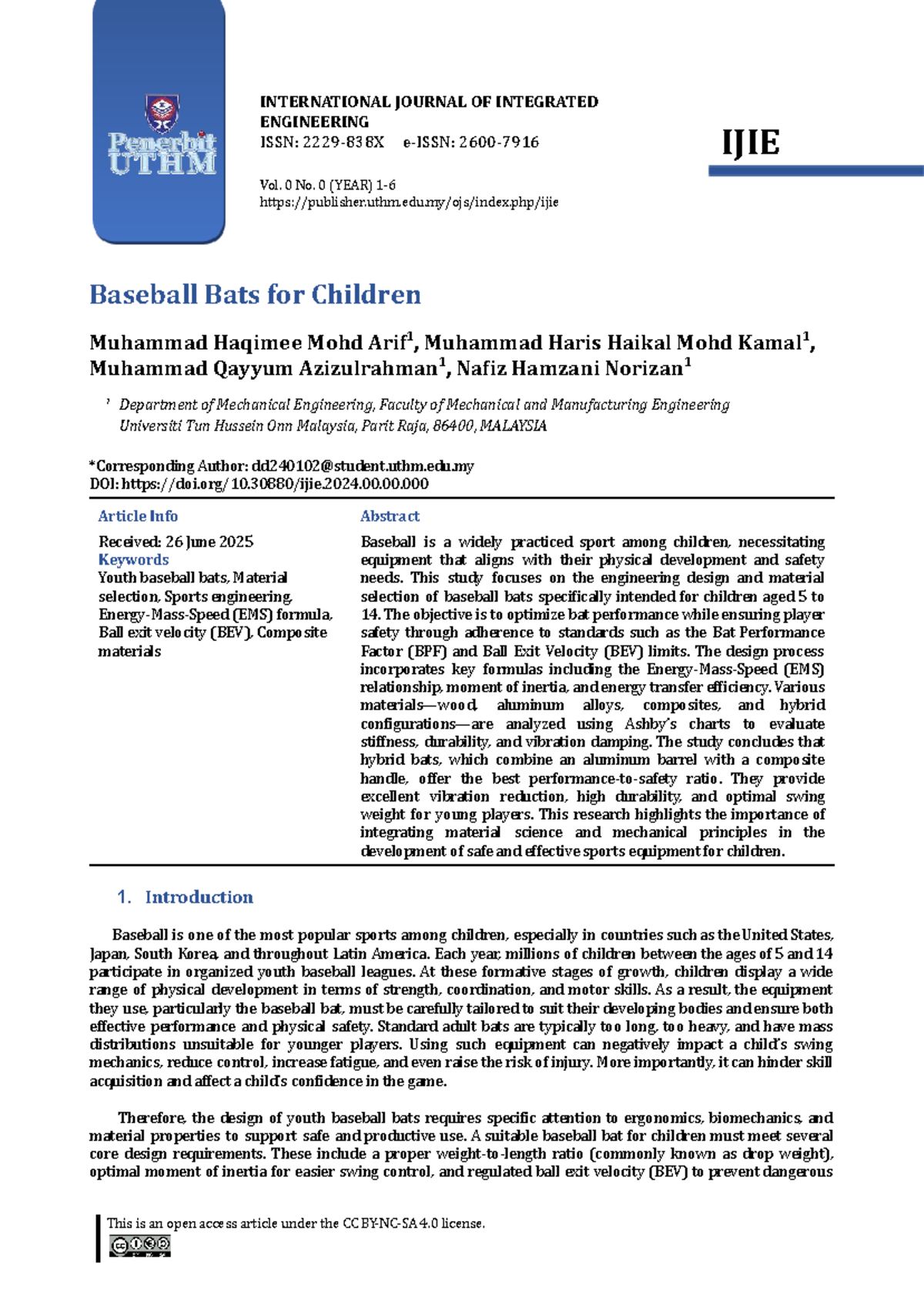 Design and Material Selection of Youth Baseball Bats (EMS 1C) - Studocu