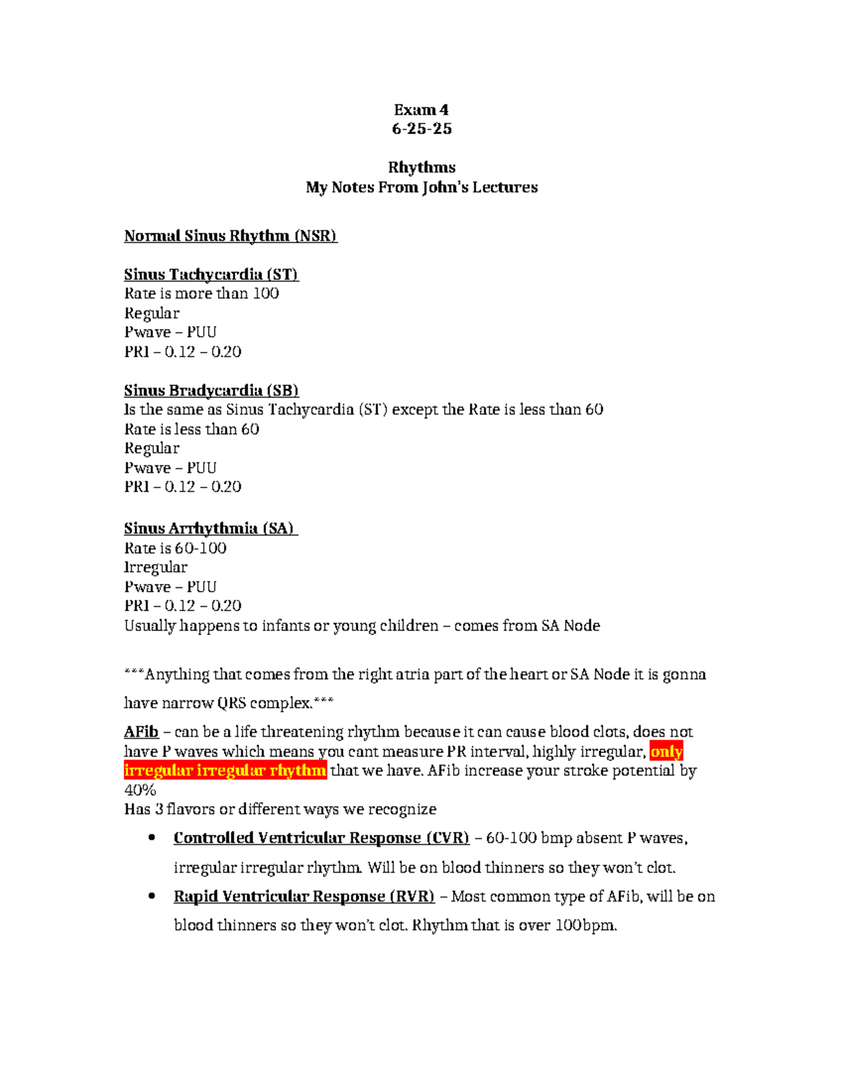 Cardiac Rhythm Interpretation Study Guide: Key Concepts & Methods - Studocu