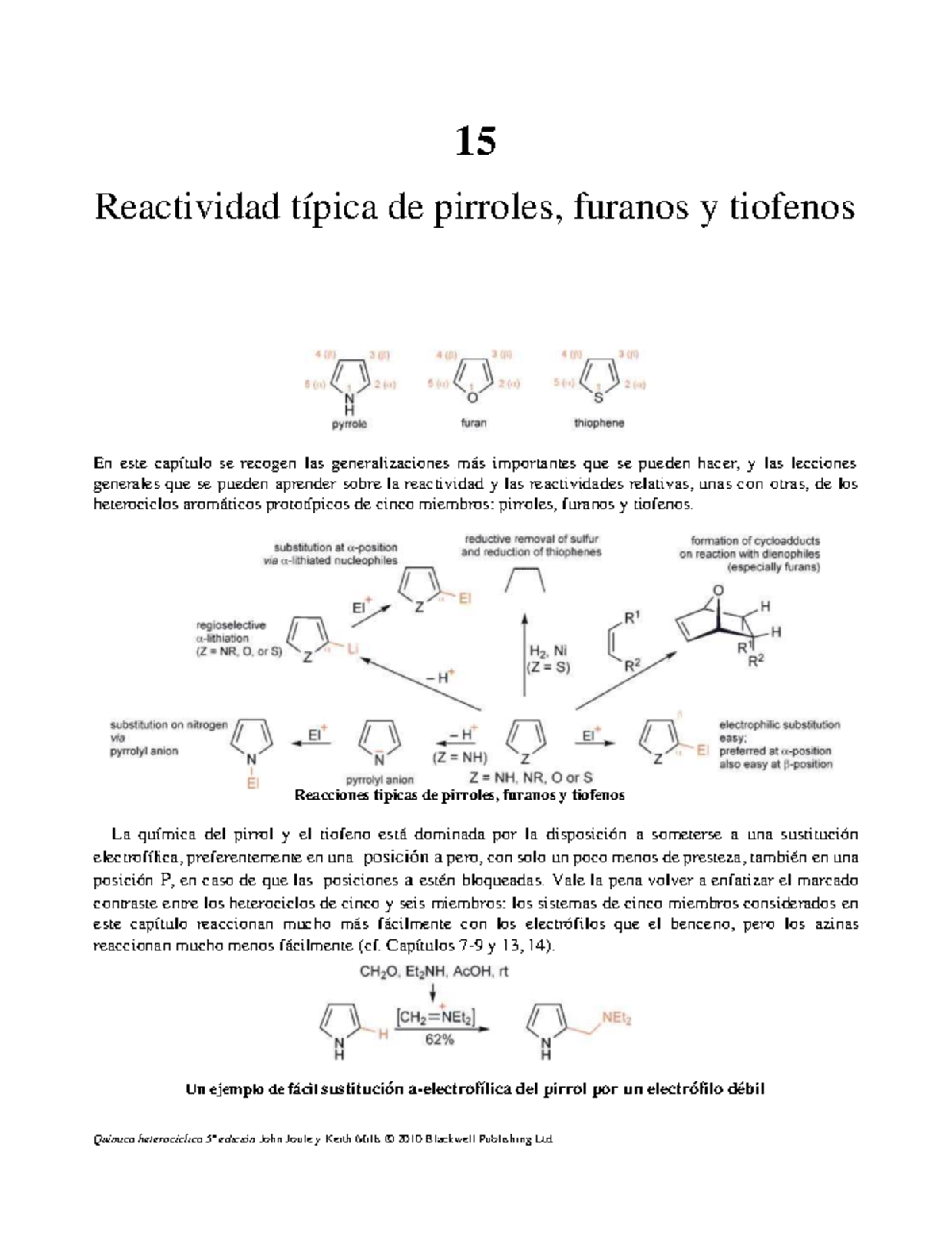 Reactividad y síntesis de pirroles, furanos y tiofenos en Química 5ª ed ...