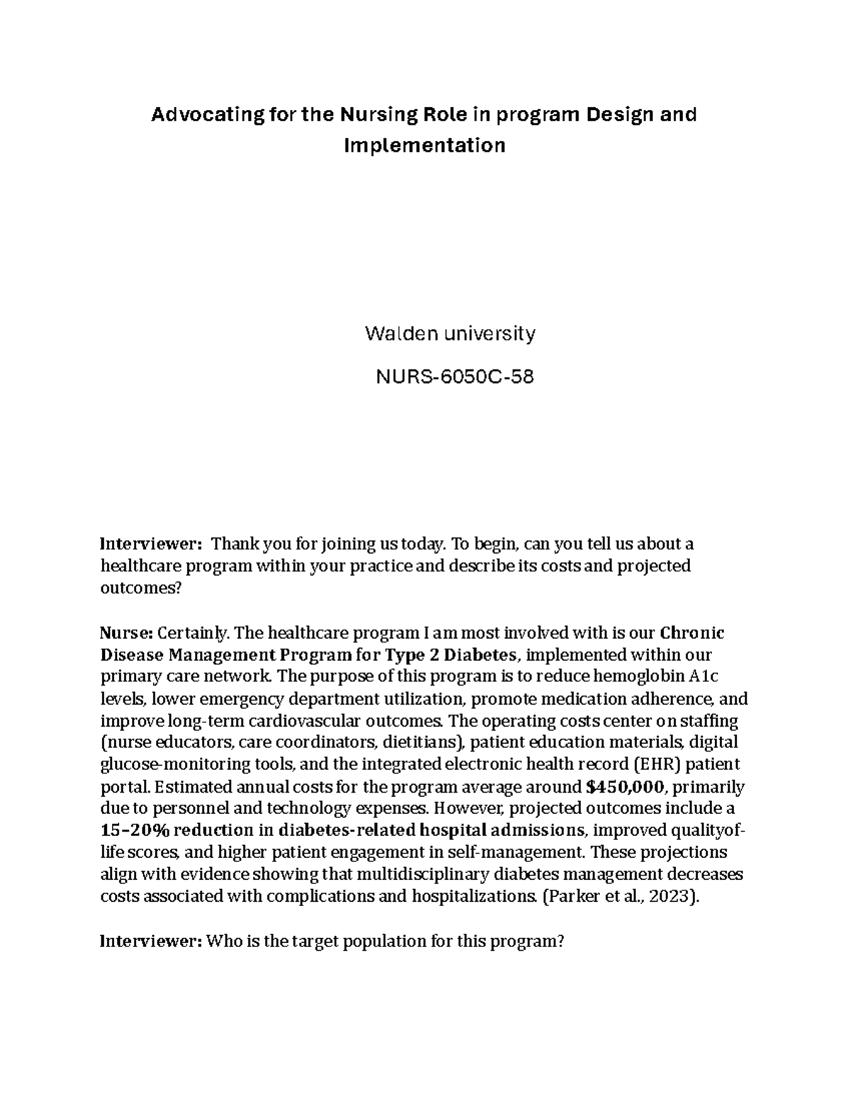 Advocating for Nursing in Program Design: A Case Study on Diabetes ...